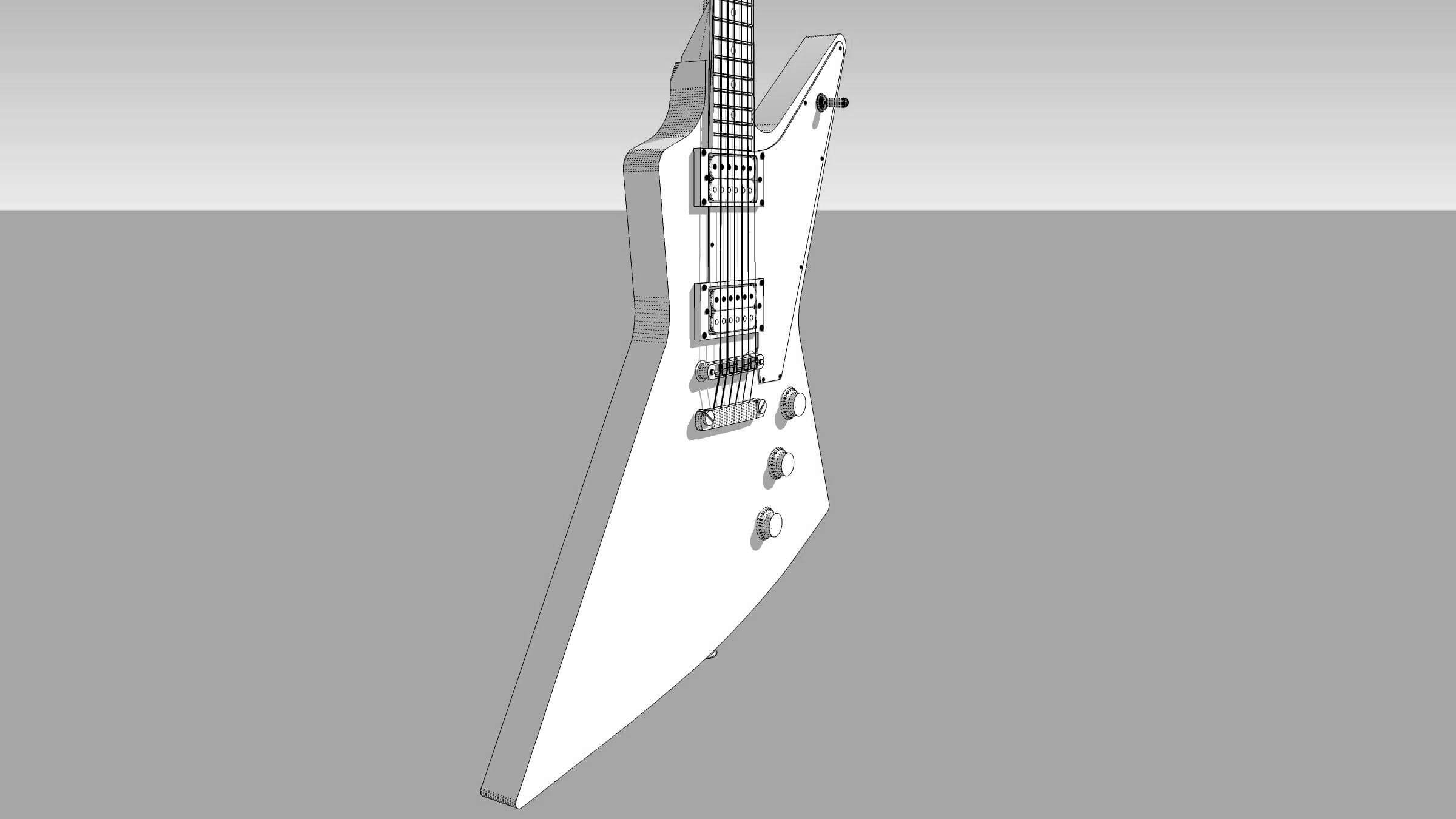 Gibson Explorer Guitar - Red Wood Finish 3D Model by SpiritSwitchboard