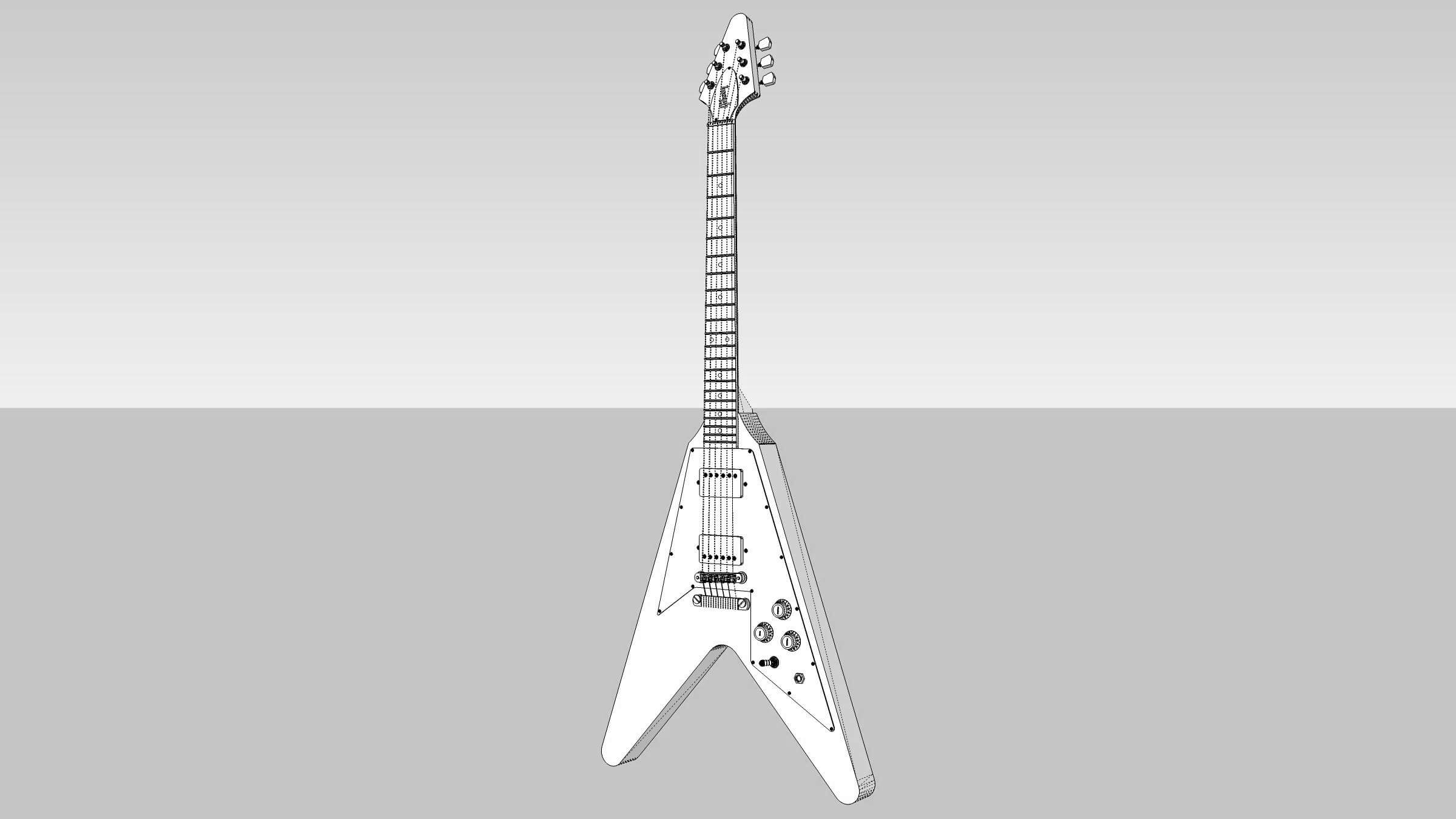 Gibson Flying V Guitar - Wood Finish 3D Model by SpiritSwitchboard