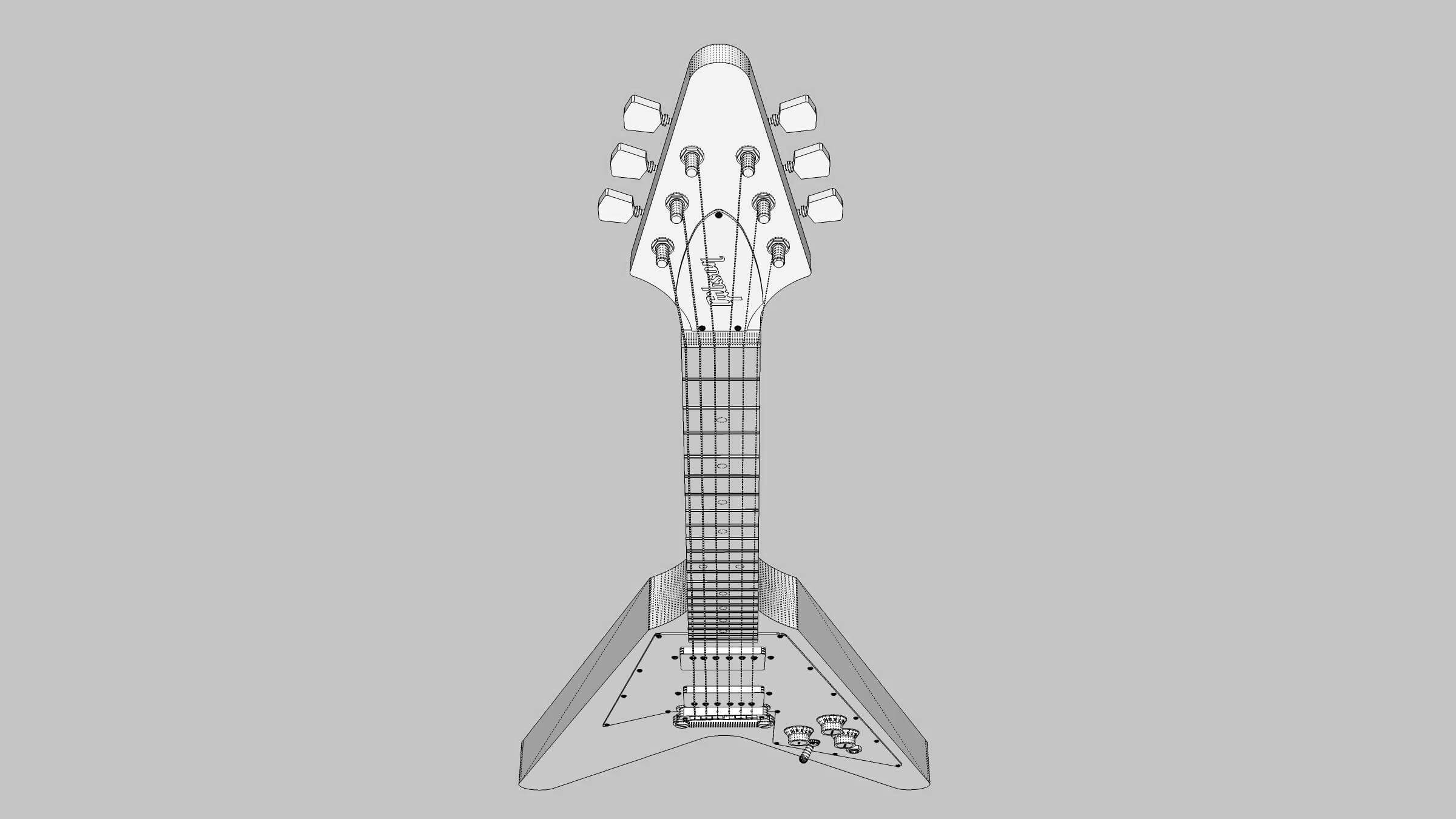 Gibson Flying V Guitar - Wood Finish 3D Model by SpiritSwitchboard