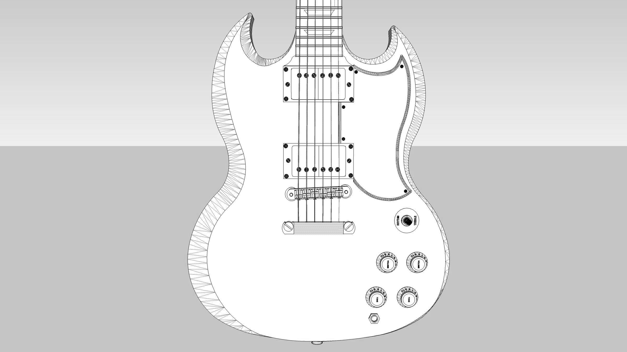 Gibson SG Guitar - Tobacco Sunburst 3D Model by SpiritSwitchboard