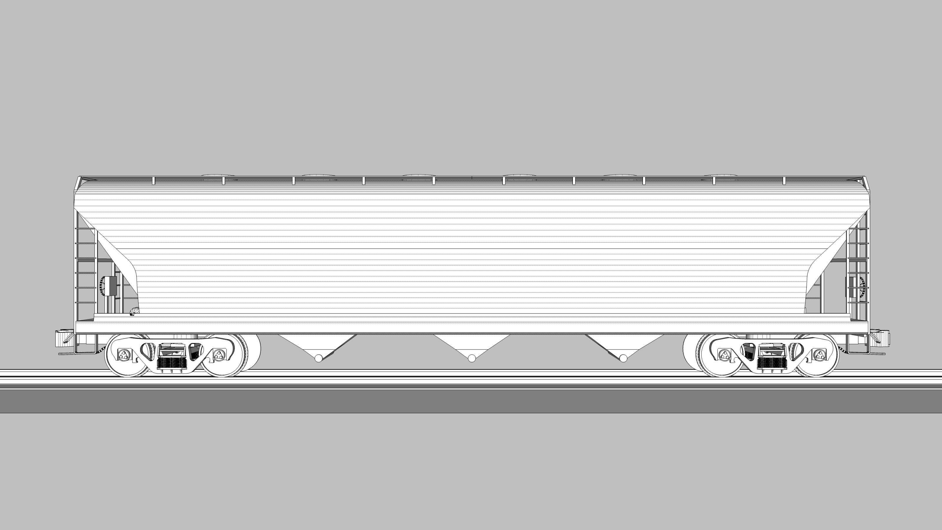 Grain Hopper Train Car - 3D Model by SpiritSwitchboard