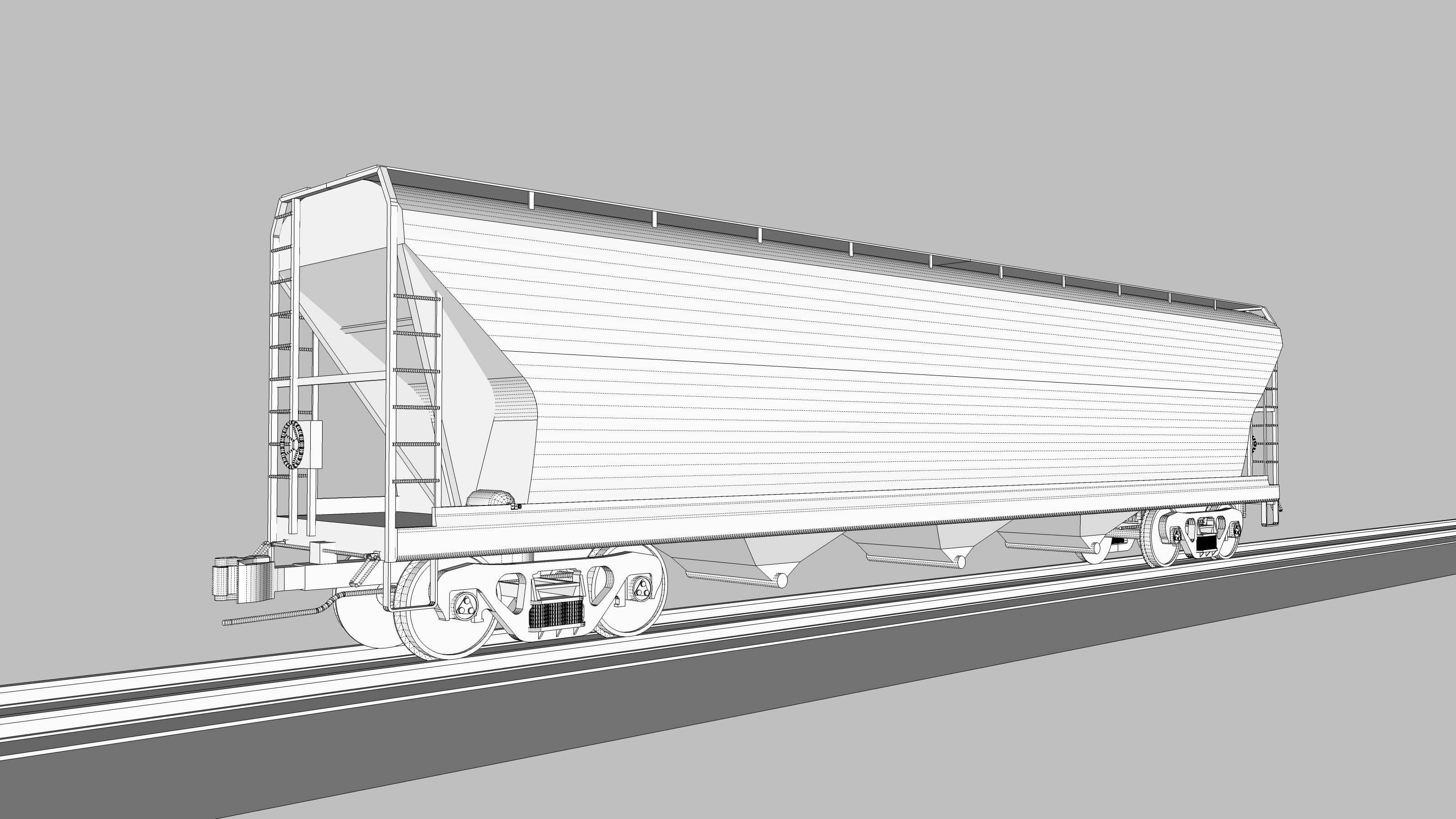 Grain Hopper Train Car - 3D Model by SpiritSwitchboard