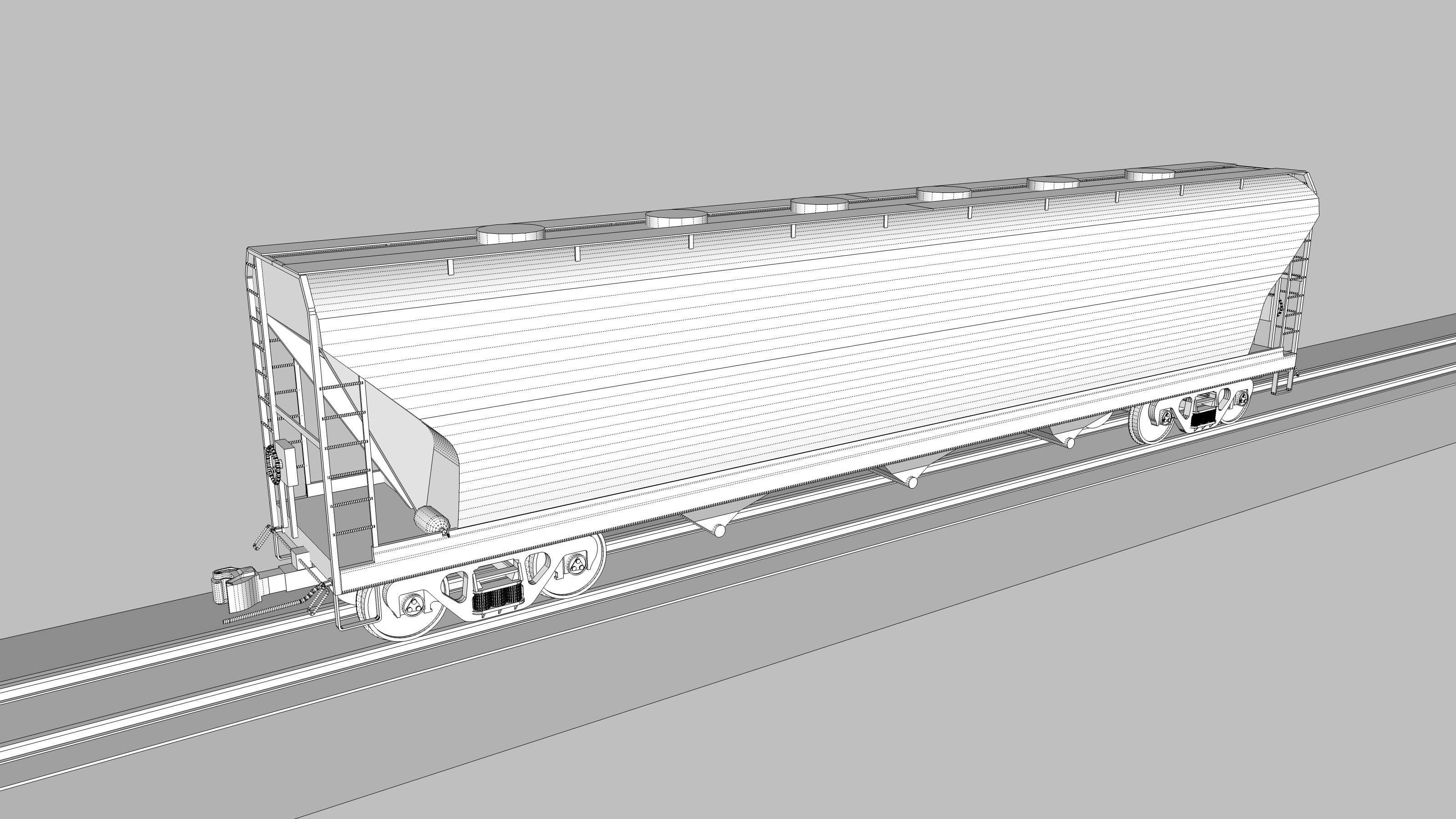 Grain Hopper Train Car - 3D Model by SpiritSwitchboard