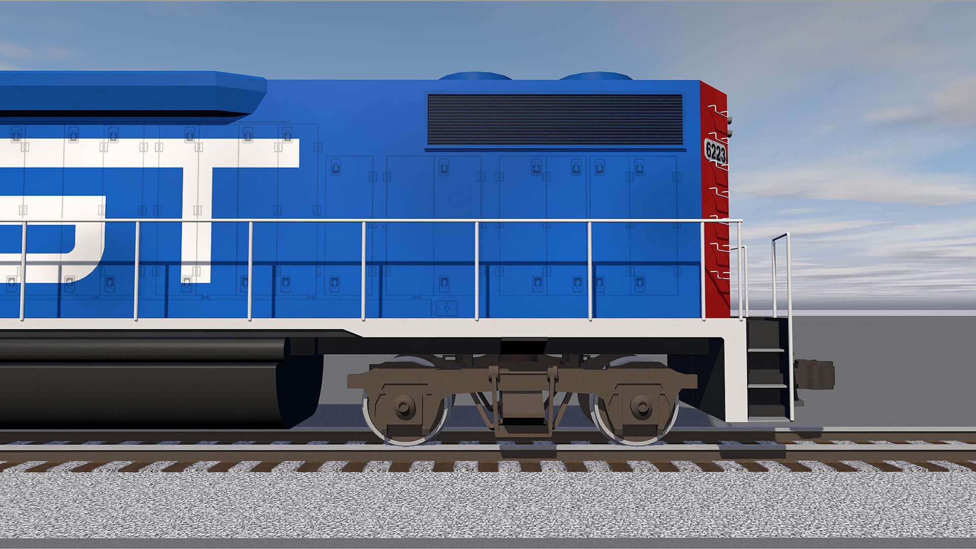 GT Train Engine - EMD GP38 3D Model by SpiritSwitchboard
