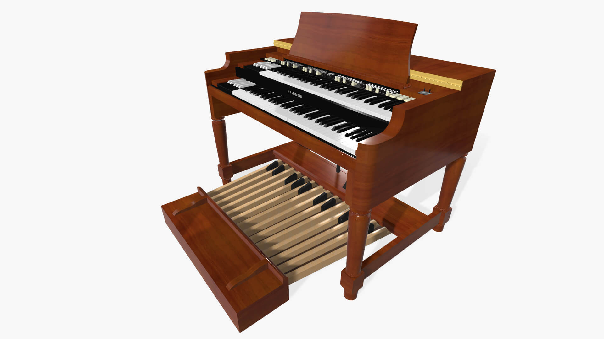 Hammond B3 Organ - Vintage Keyboard 3D Model by SpiritSwitchboard