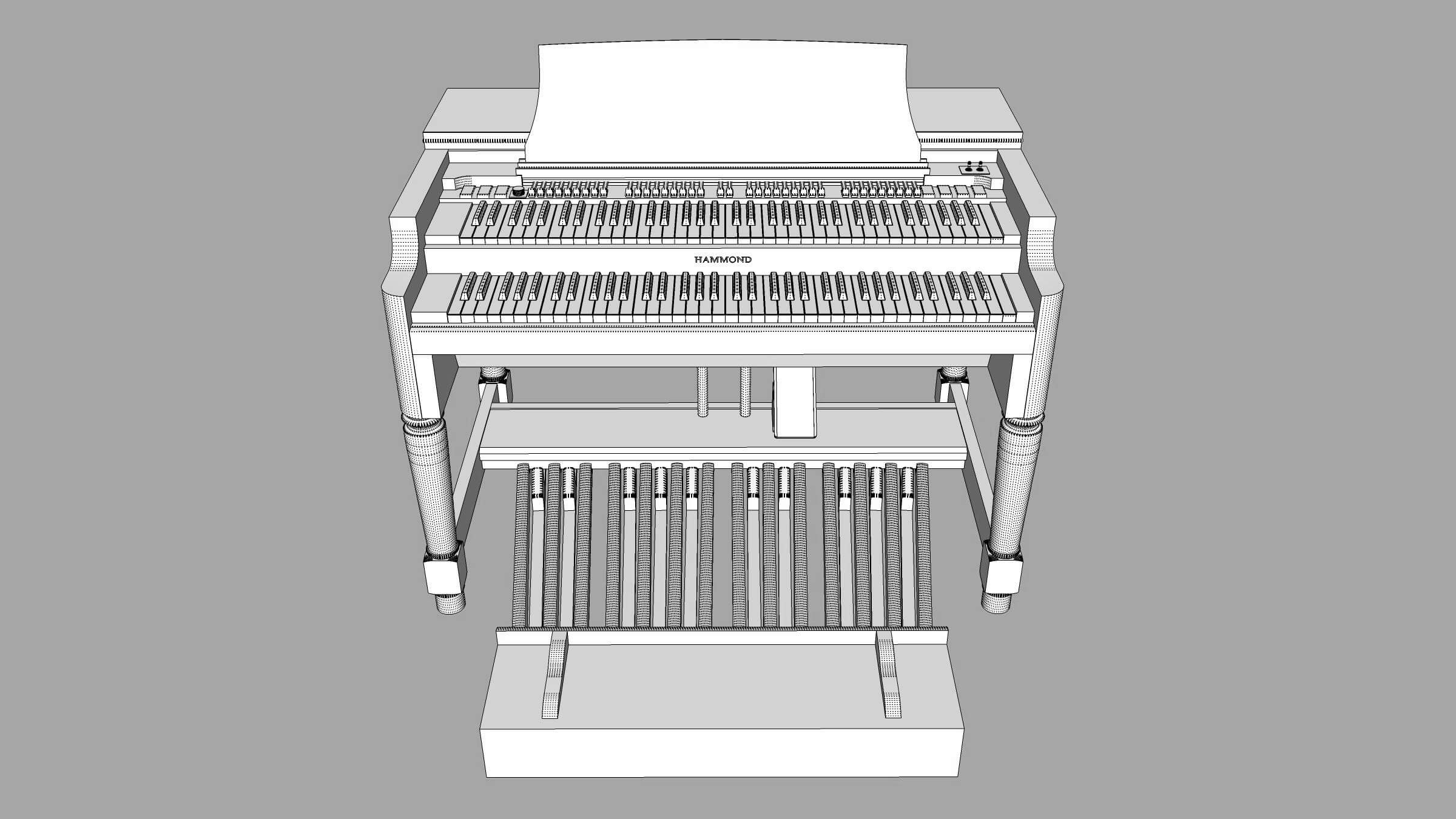 Hammond B3 Organ - Vintage Keyboard 3D Model by SpiritSwitchboard