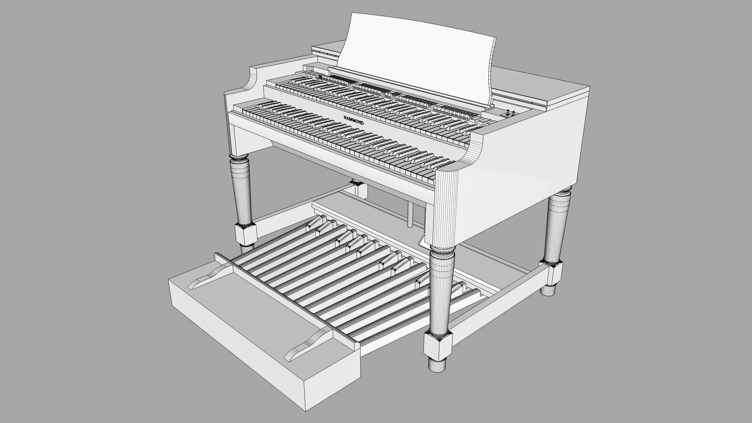Hammond B3 Organ - Vintage Keyboard 3D Model by SpiritSwitchboard