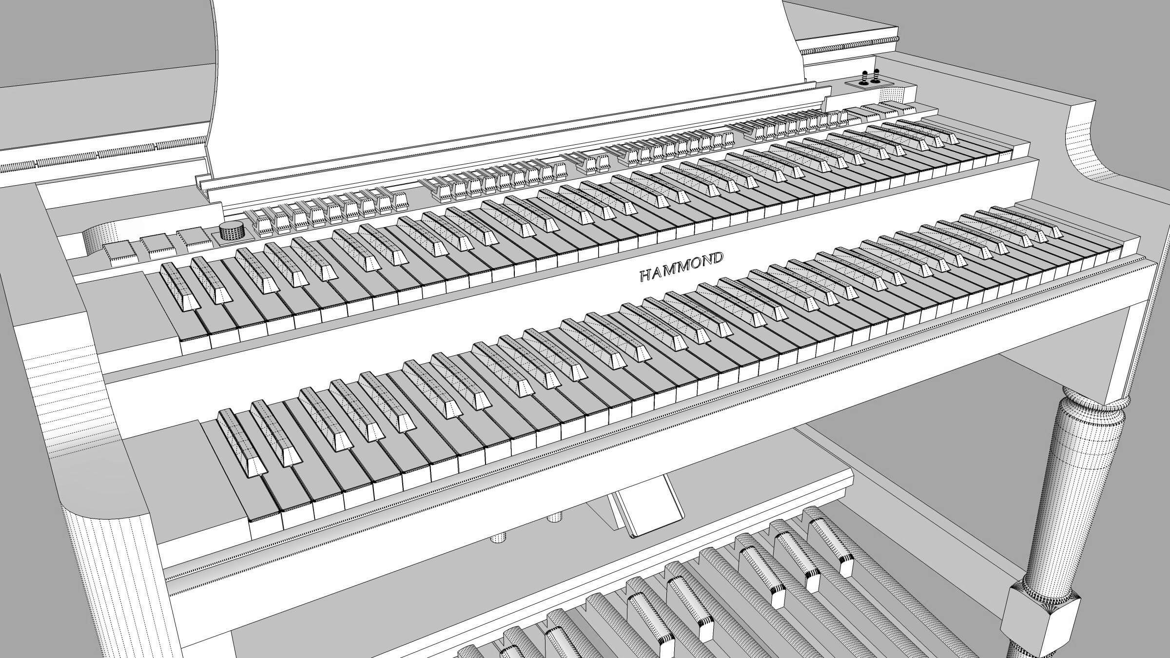 Hammond B3 Organ - Vintage Keyboard 3D Model by SpiritSwitchboard