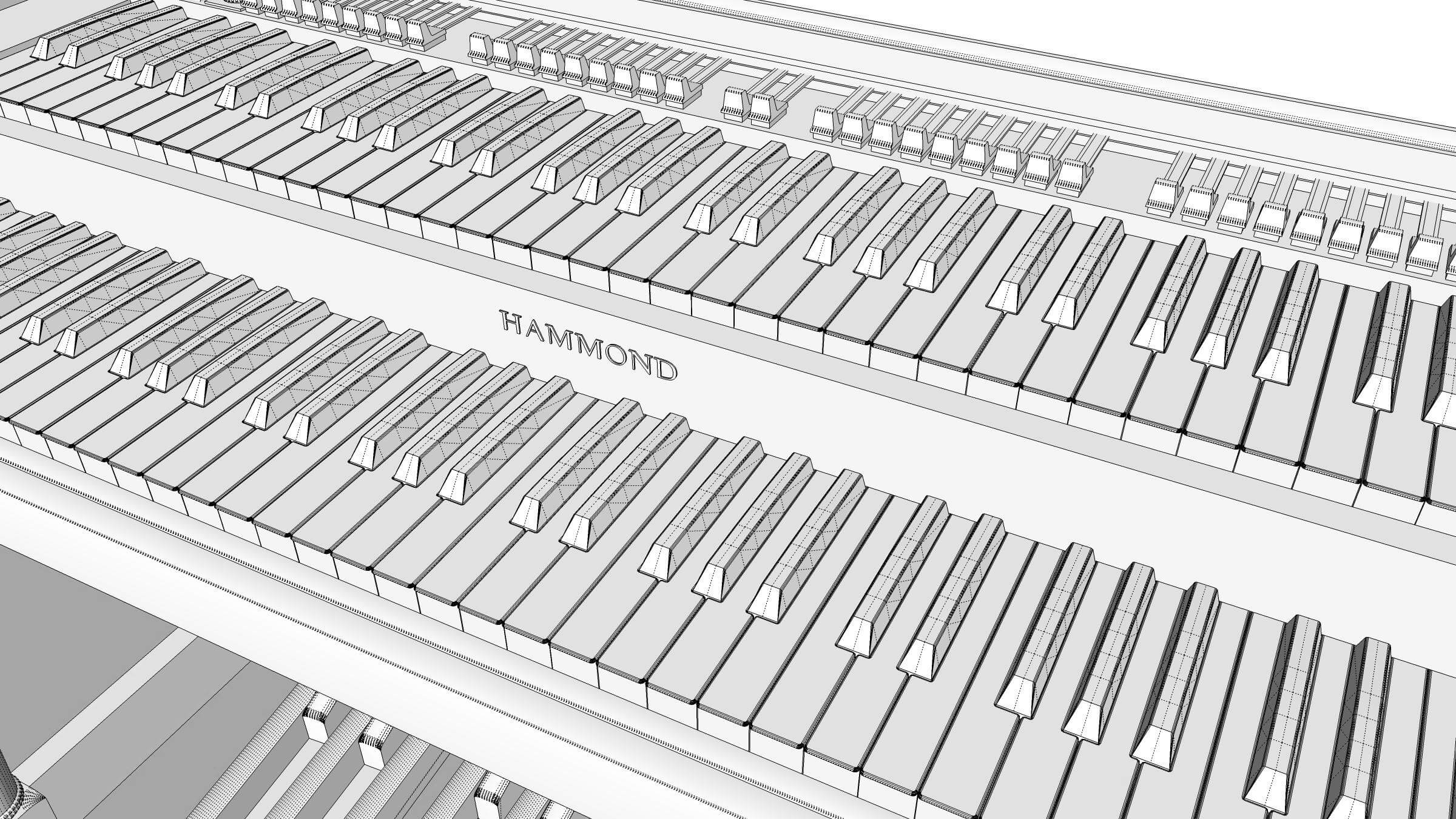 Hammond B3 Organ - Vintage Keyboard 3D Model by SpiritSwitchboard