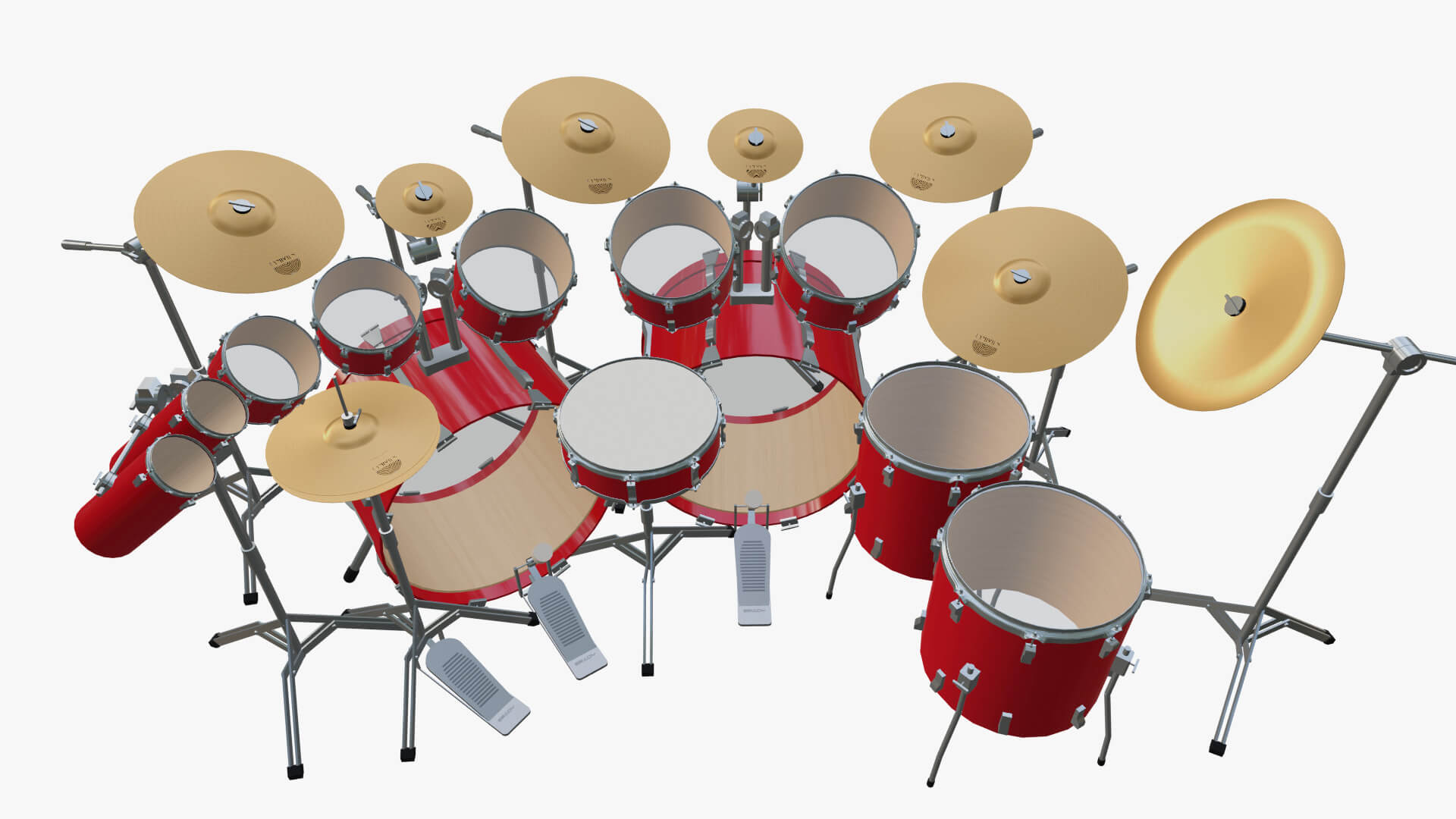 Double Kick Drum Kit - 3D Model by SpiritSwitchboard