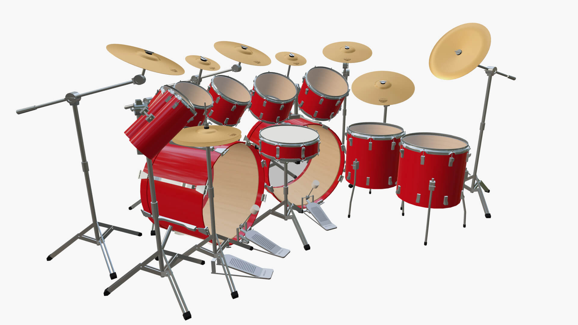 Double Kick Drum Kit - 3D Model by SpiritSwitchboard