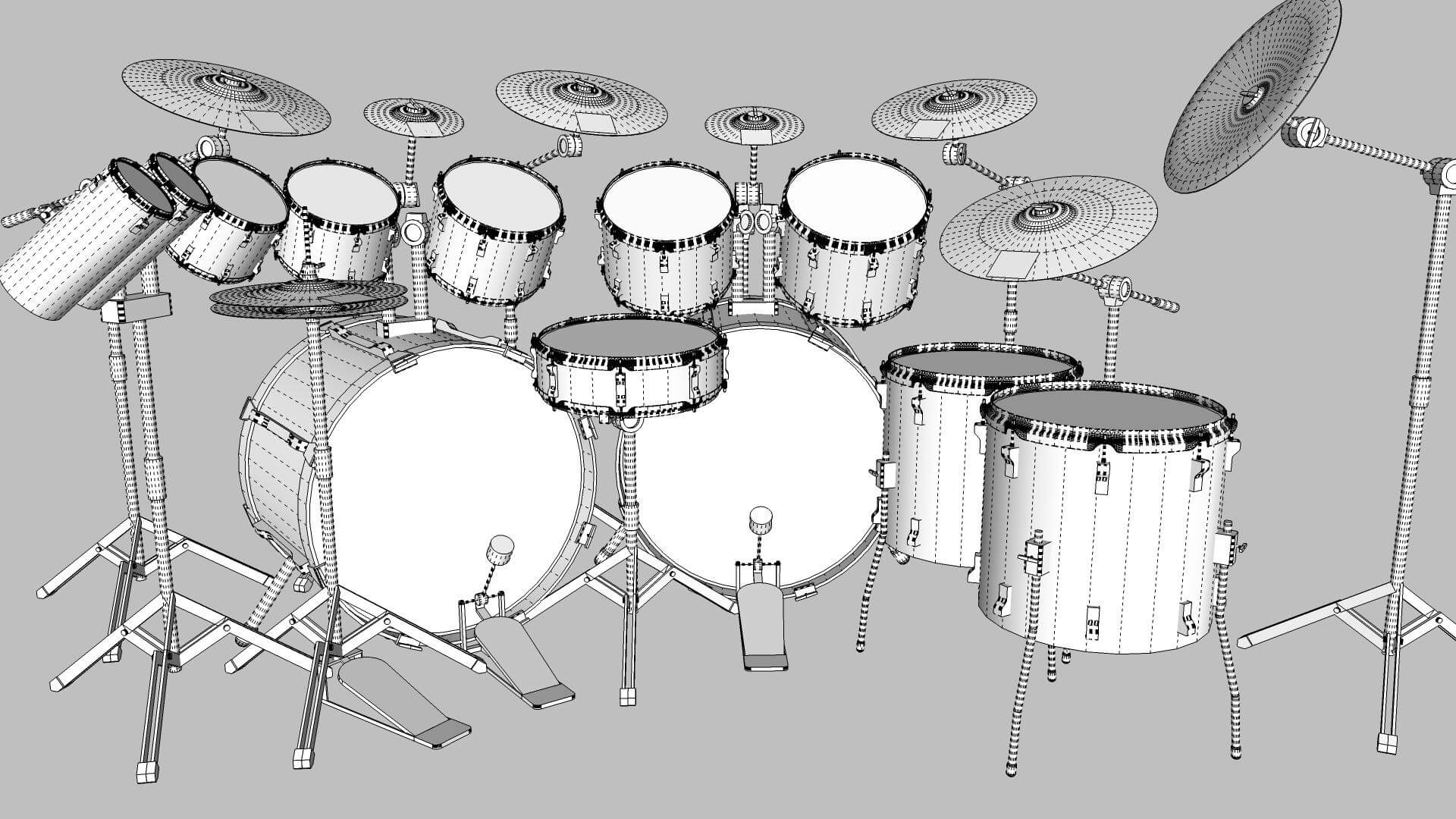Double Kick Drum Kit - 3D Model by SpiritSwitchboard