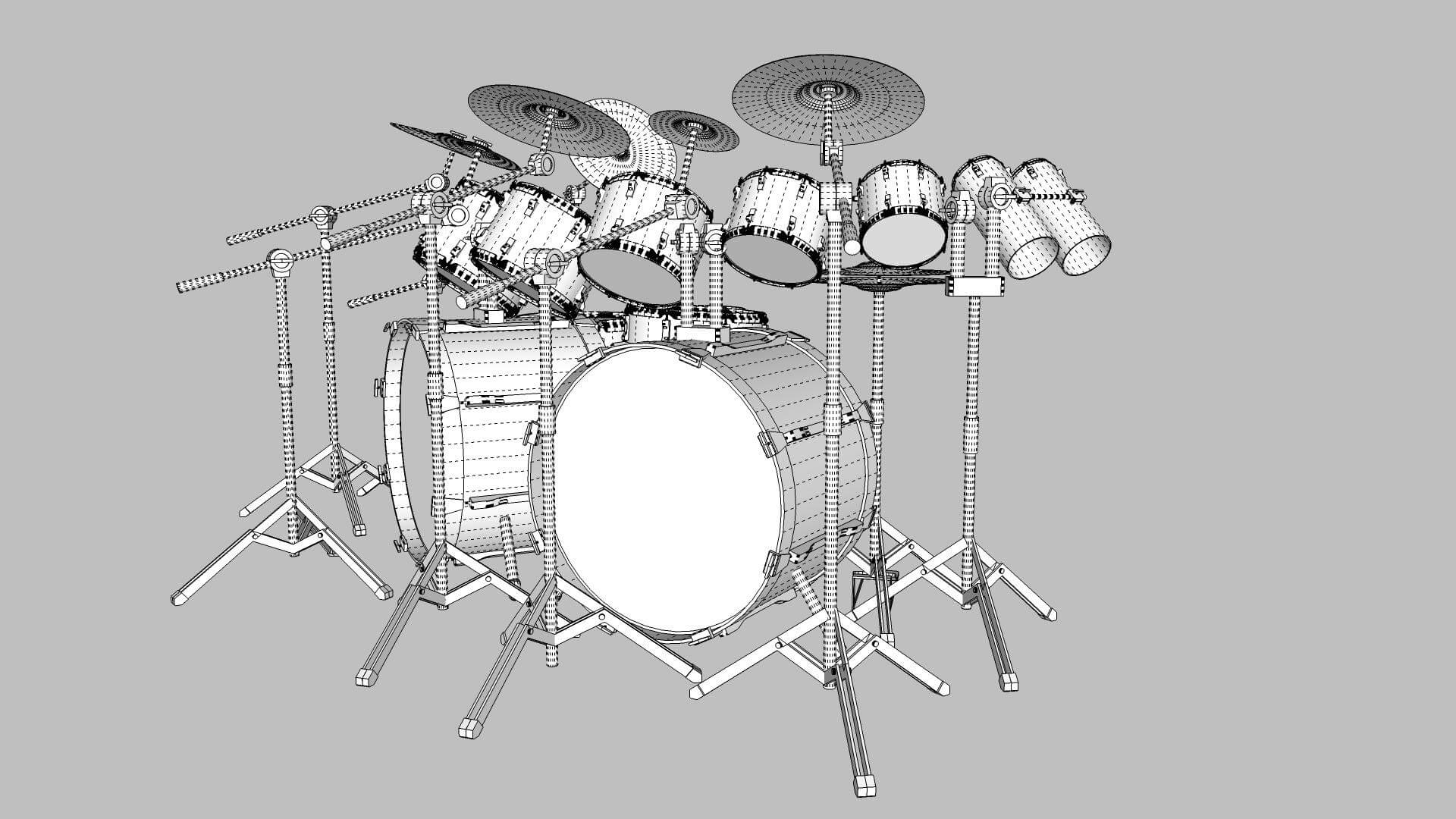 Double Kick Drum Kit - 3D Model by SpiritSwitchboard