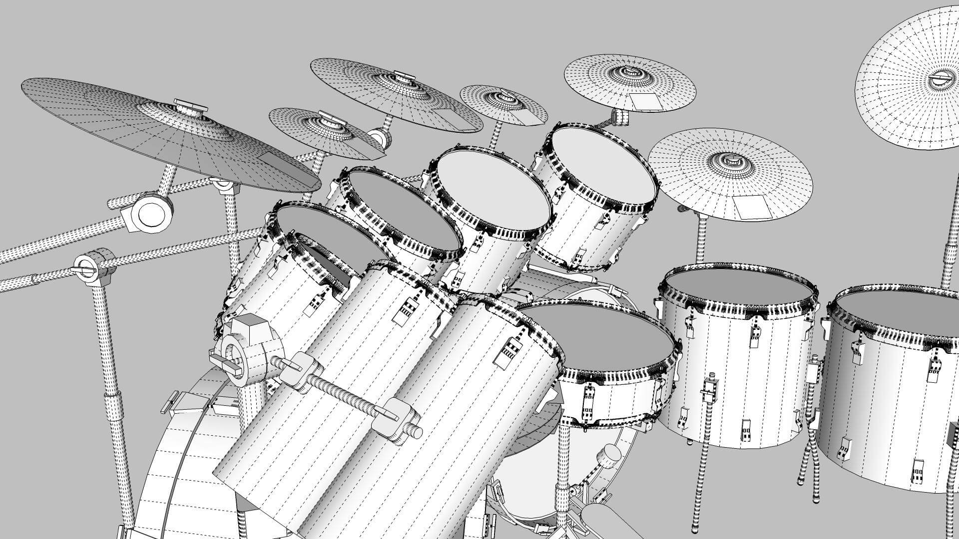 Double Kick Drum Kit - 3D Model by SpiritSwitchboard