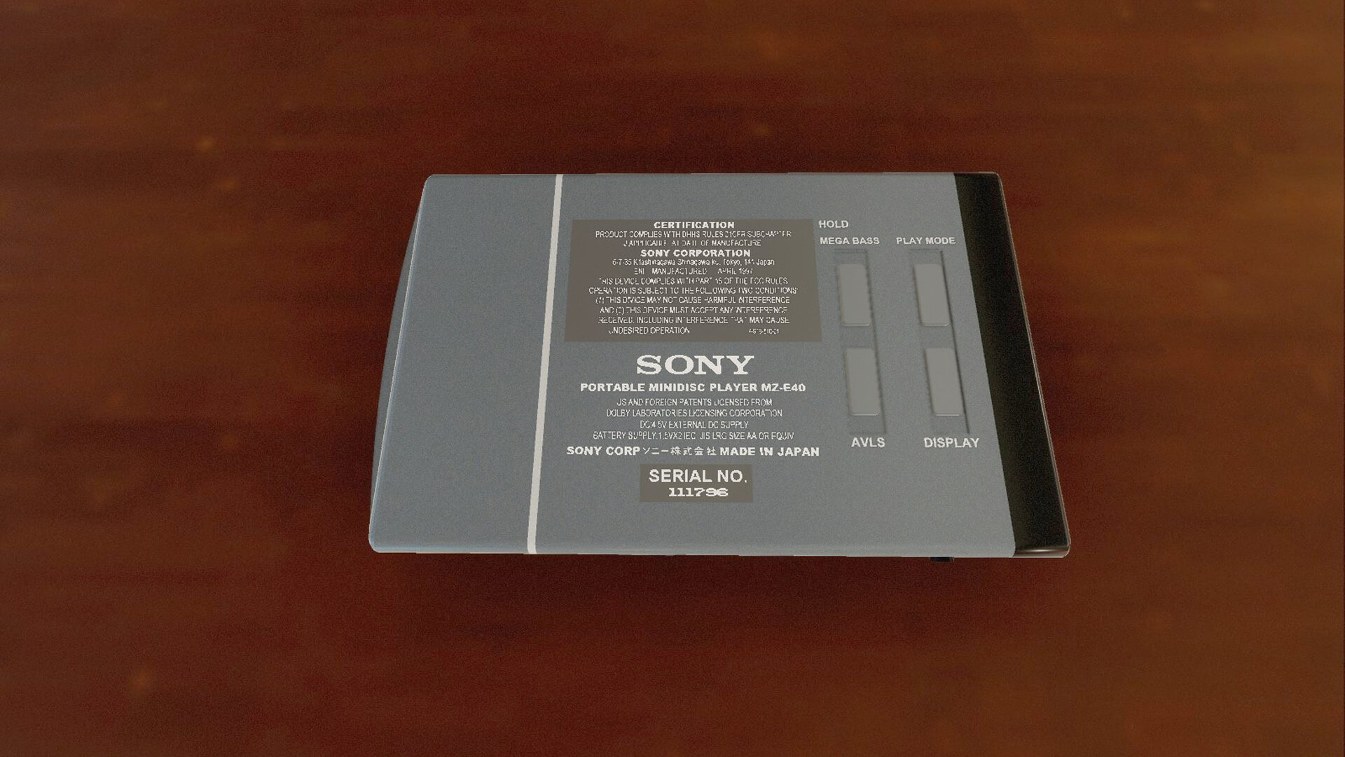 Minidisc Player - Sony Walkman Mz-E40 3D Model by SpiritSwitchboard