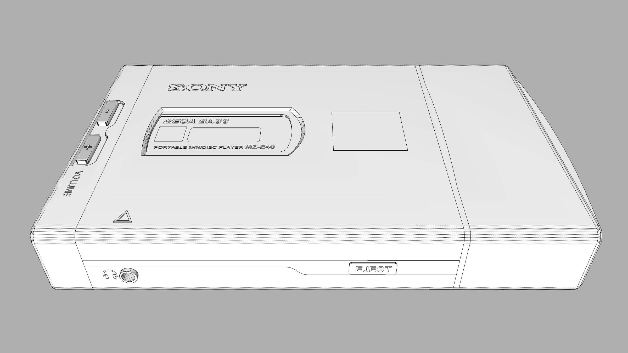 Minidisc Player - Sony Walkman MZ-E40 3D Model by SpiritSwitchboard
