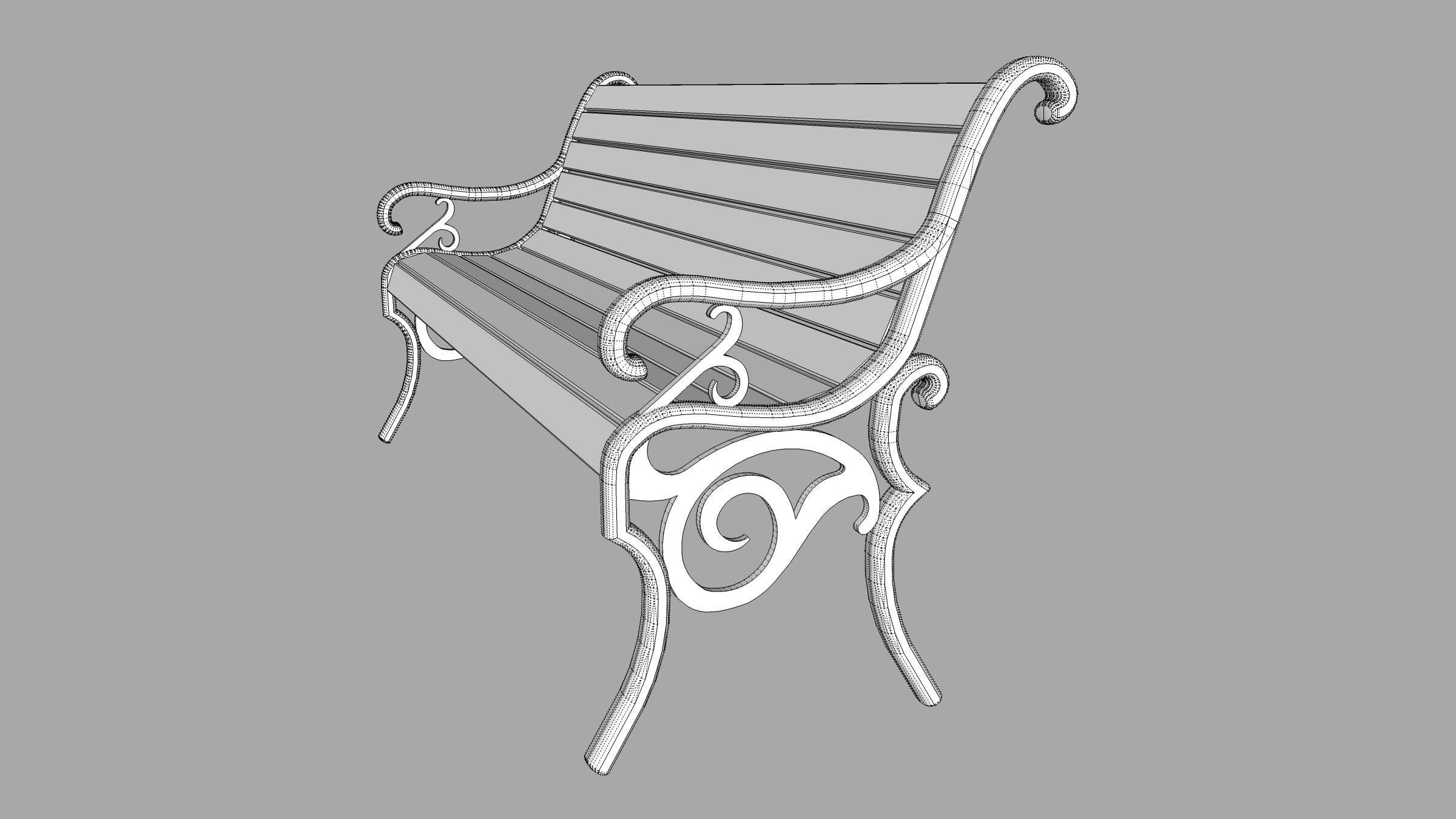 Park Bench - Wood and Cast Iron 3D Model by SpiritSwitchboard