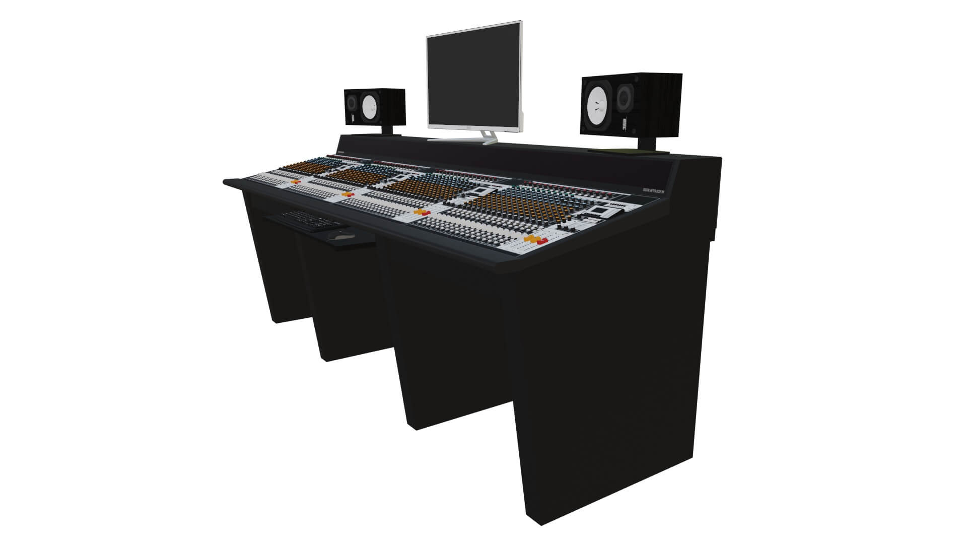 Recording Studio Mixing Desk With Monitors - 3D Model by SpiritSwitchboard