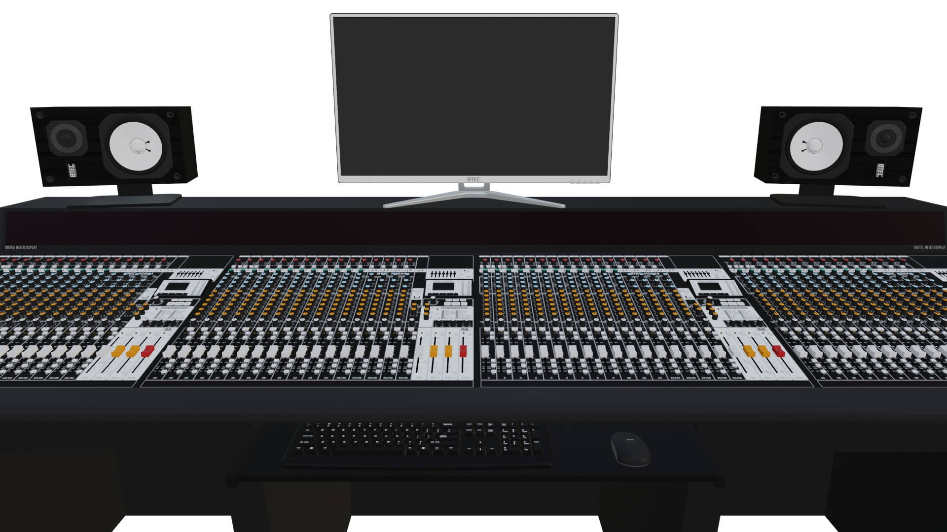 Recording Studio Mixing Desk With Monitors - 3D Model by SpiritSwitchboard