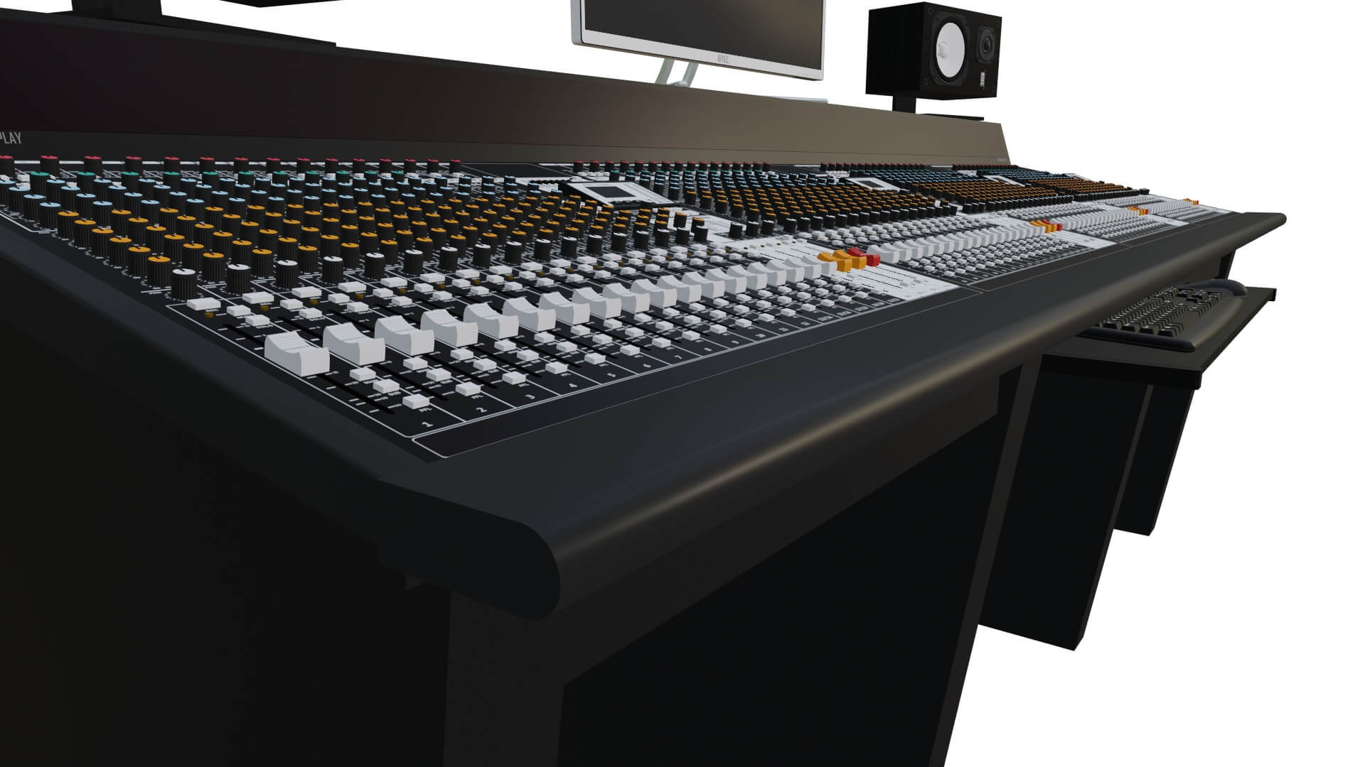Recording Studio Mixing Desk With Monitors - 3D Model by SpiritSwitchboard