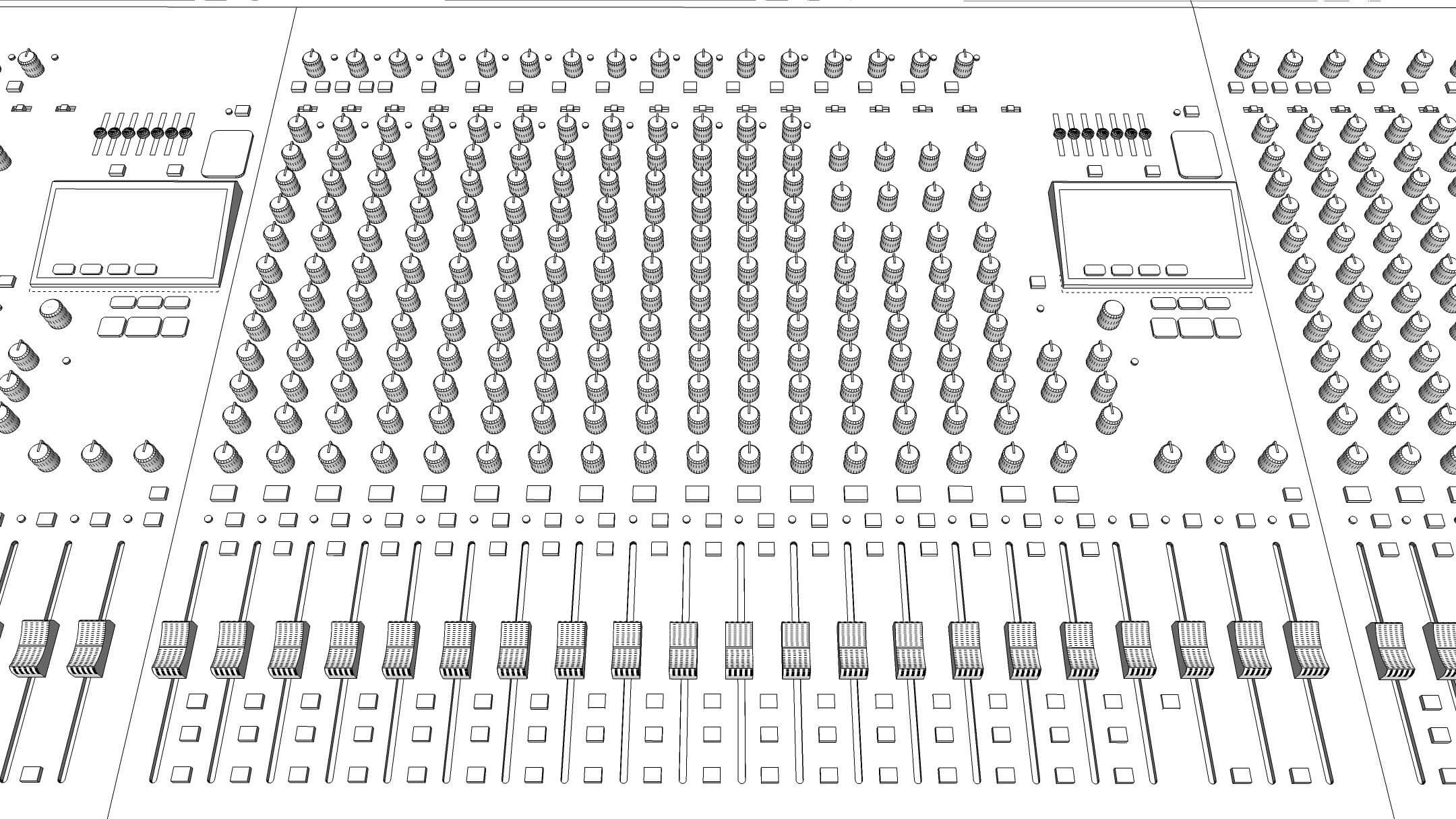 Recording Studio Mixing Desk With Monitors - 3D Model by SpiritSwitchboard