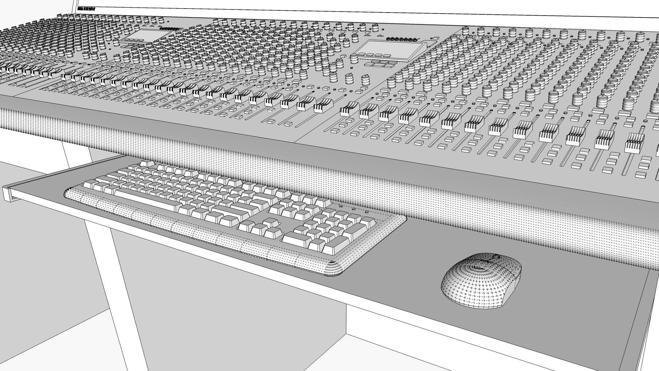 Recording Studio Mixing Desk With Monitors - 3D Model by SpiritSwitchboard