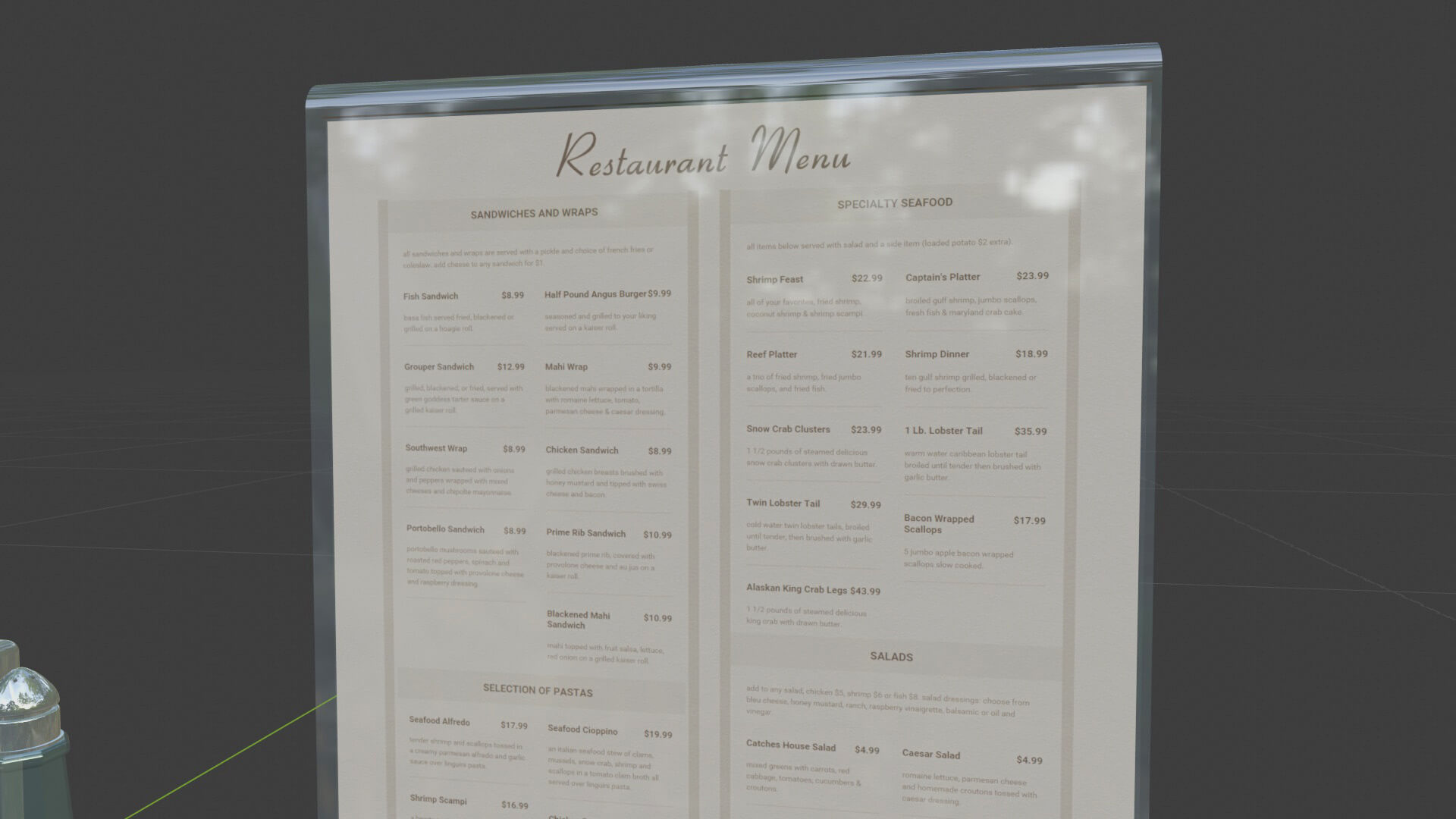 Restaurant Tabletop Items - 3D Model by SpiritSwitchboard