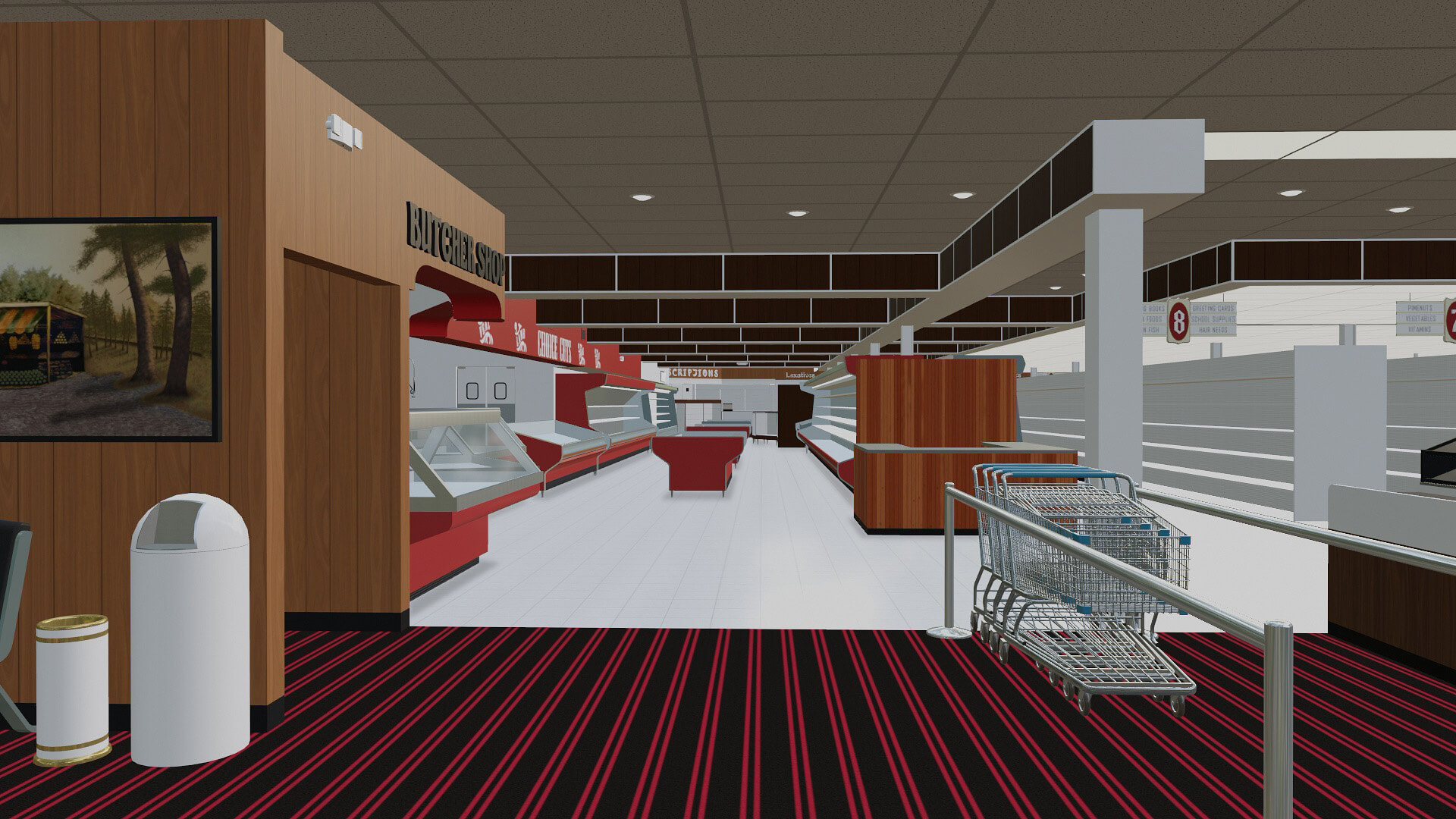 Retro Grocery Store With Bakery Deli and Pharmacy - 3D Model by ...