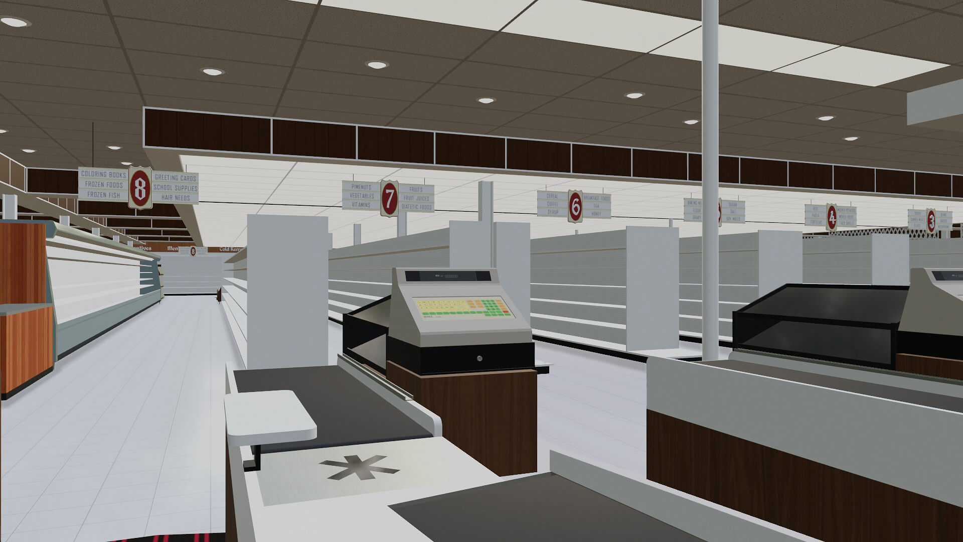 Retro Grocery Store With Bakery Deli and Pharmacy - 3D Model by ...