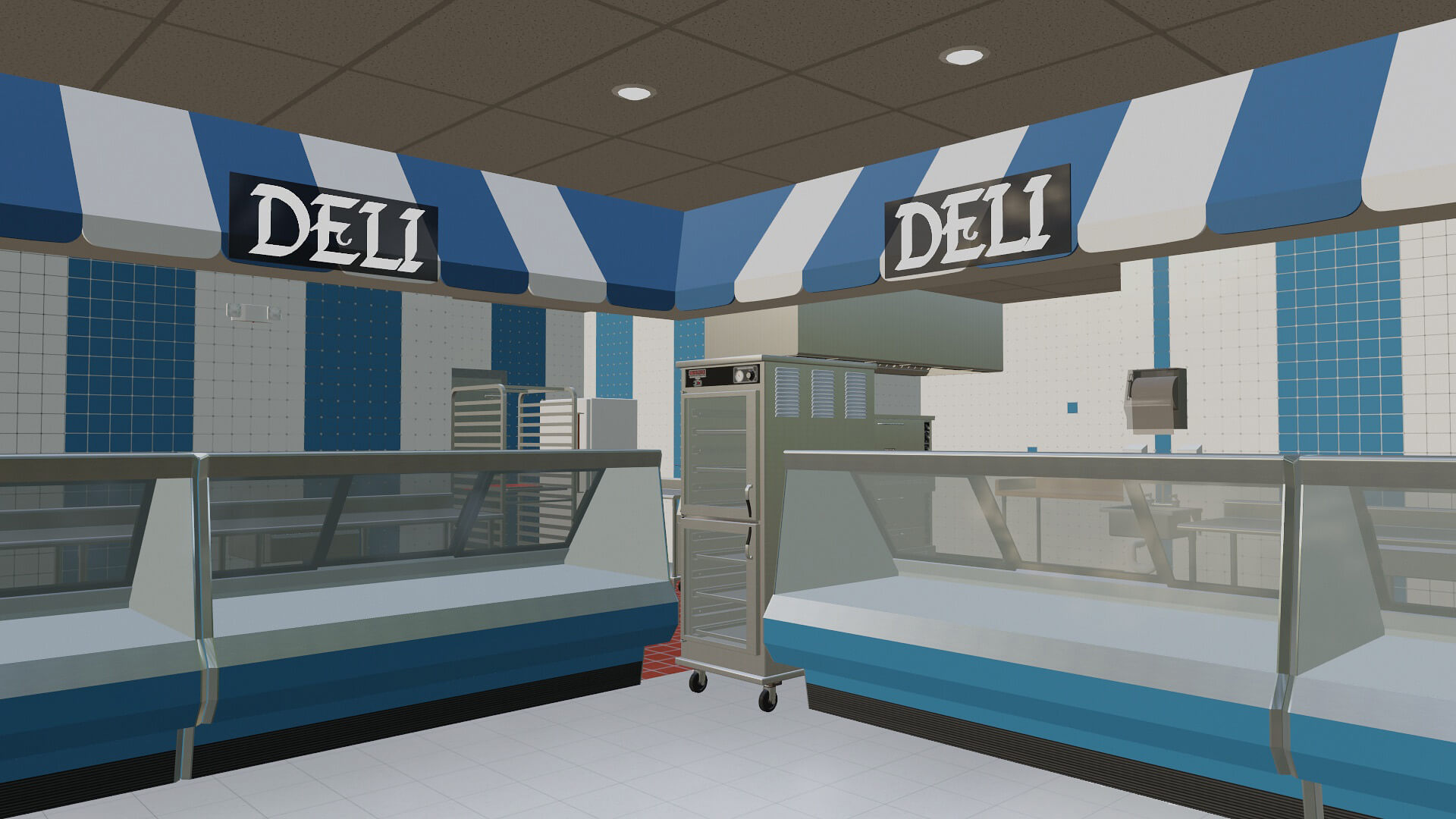 Retro Grocery Store With Bakery Deli and Pharmacy - 3D Model by ...
