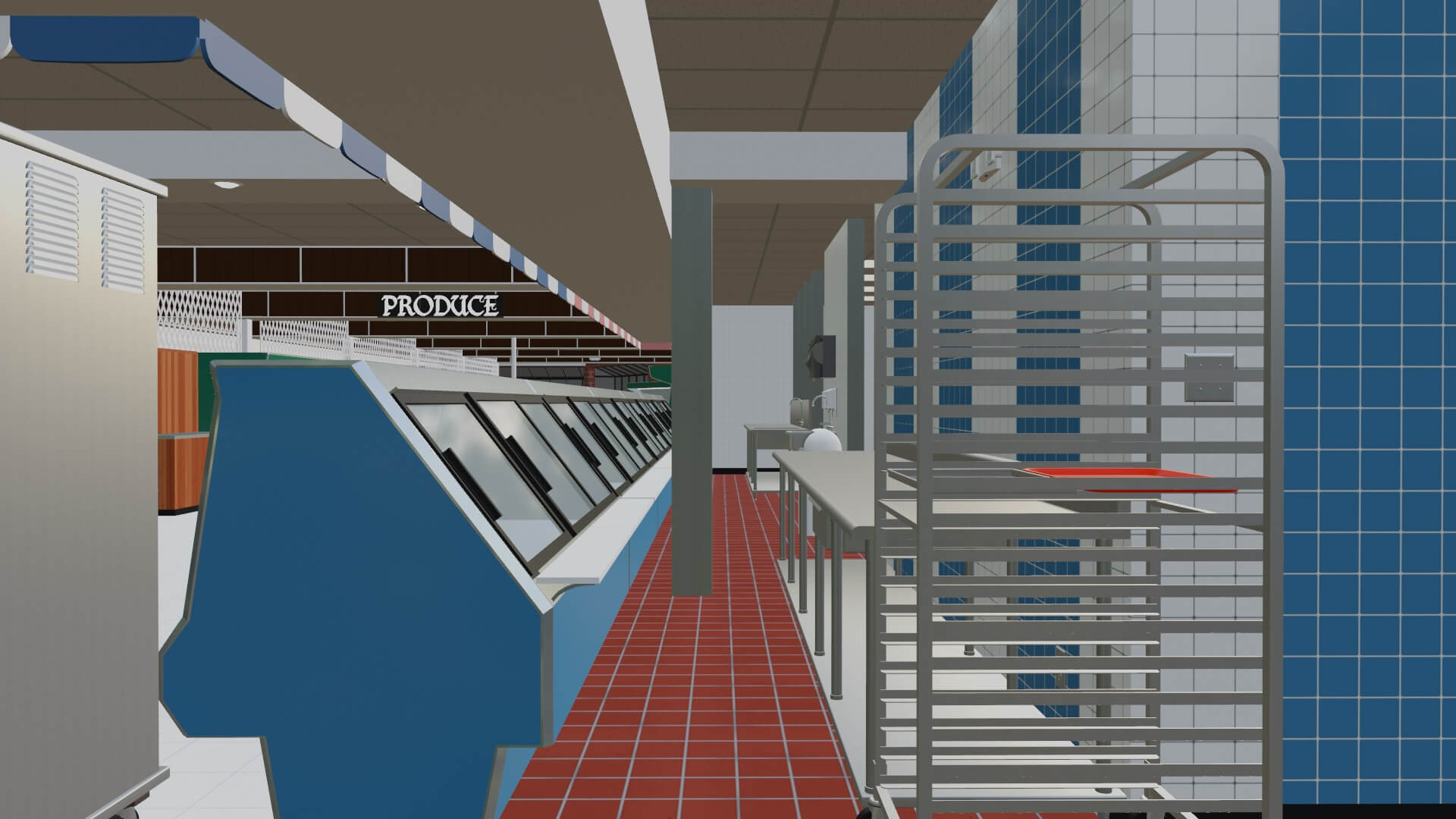 Retro Grocery Store With Bakery Deli and Pharmacy - 3D Model by ...