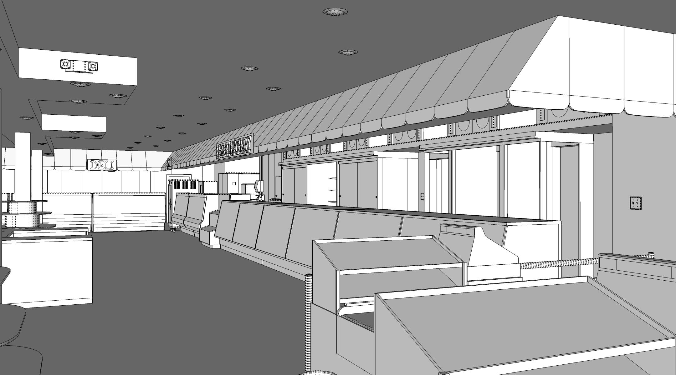 Retro Grocery Store With Bakery Deli and Pharmacy - 3D Model by ...