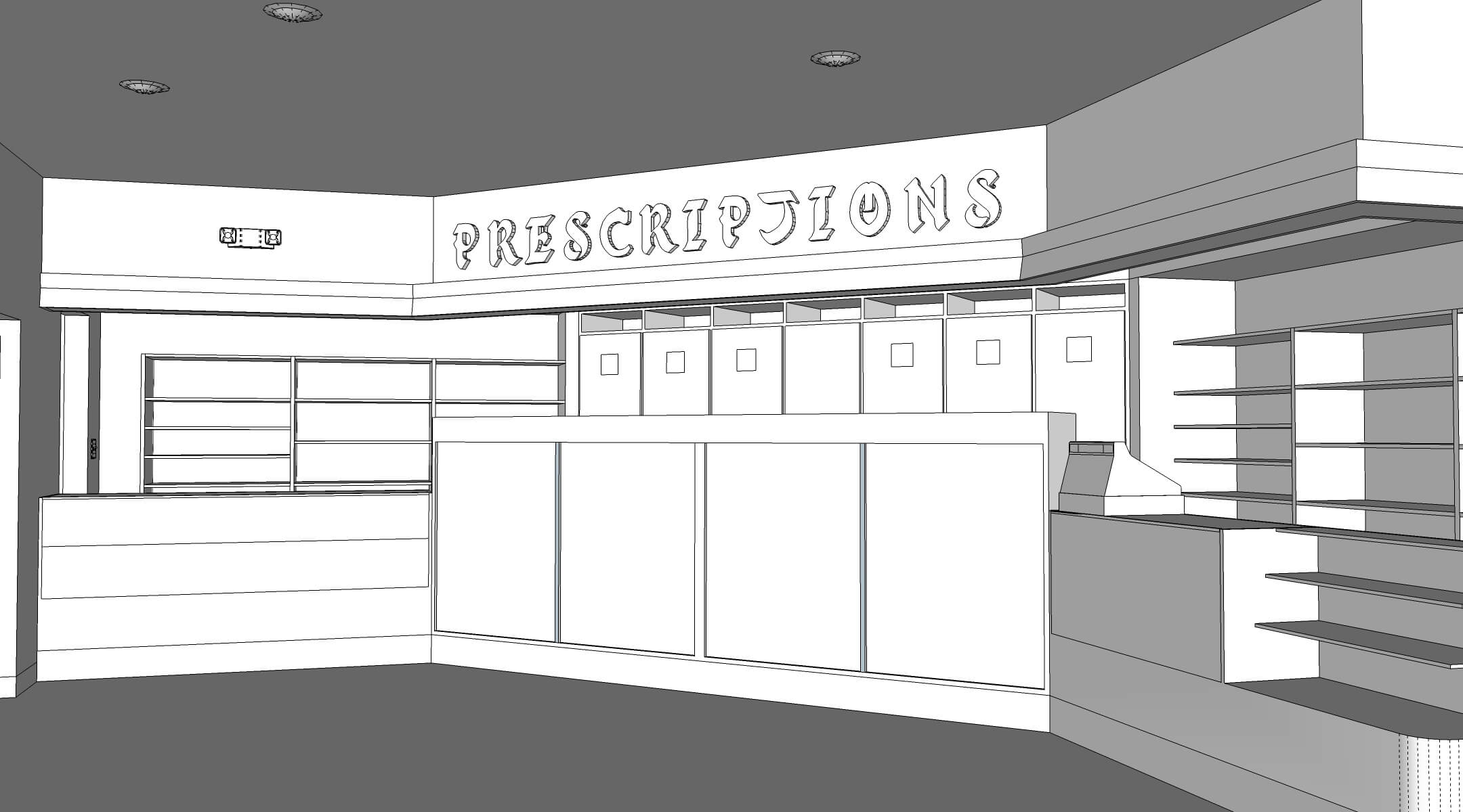 Retro Grocery Store With Bakery Deli and Pharmacy - 3D Model by ...