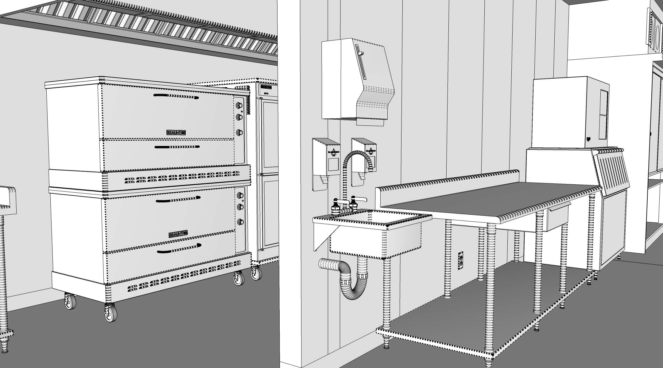 Retro Grocery Store With Bakery Deli and Pharmacy - 3D Model by ...