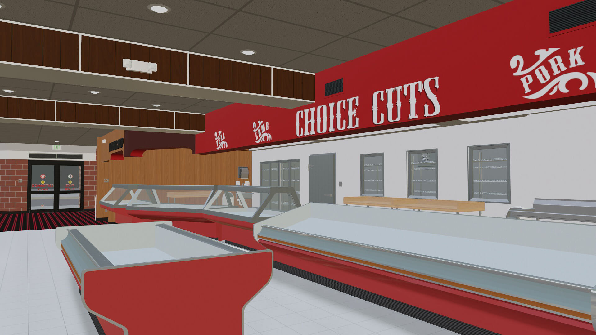 Retro Grocery Store With Bakery Deli and Pharmacy - 3D Model by ...