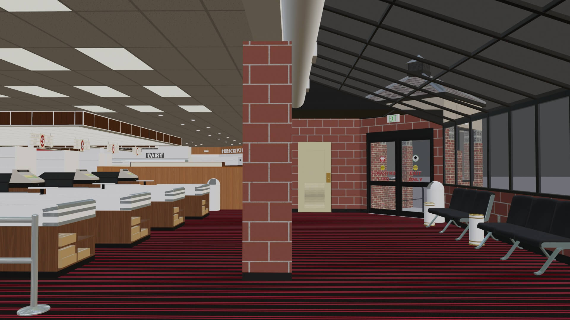 Retro Grocery Store With Bakery Deli and Pharmacy - 3D Model by ...