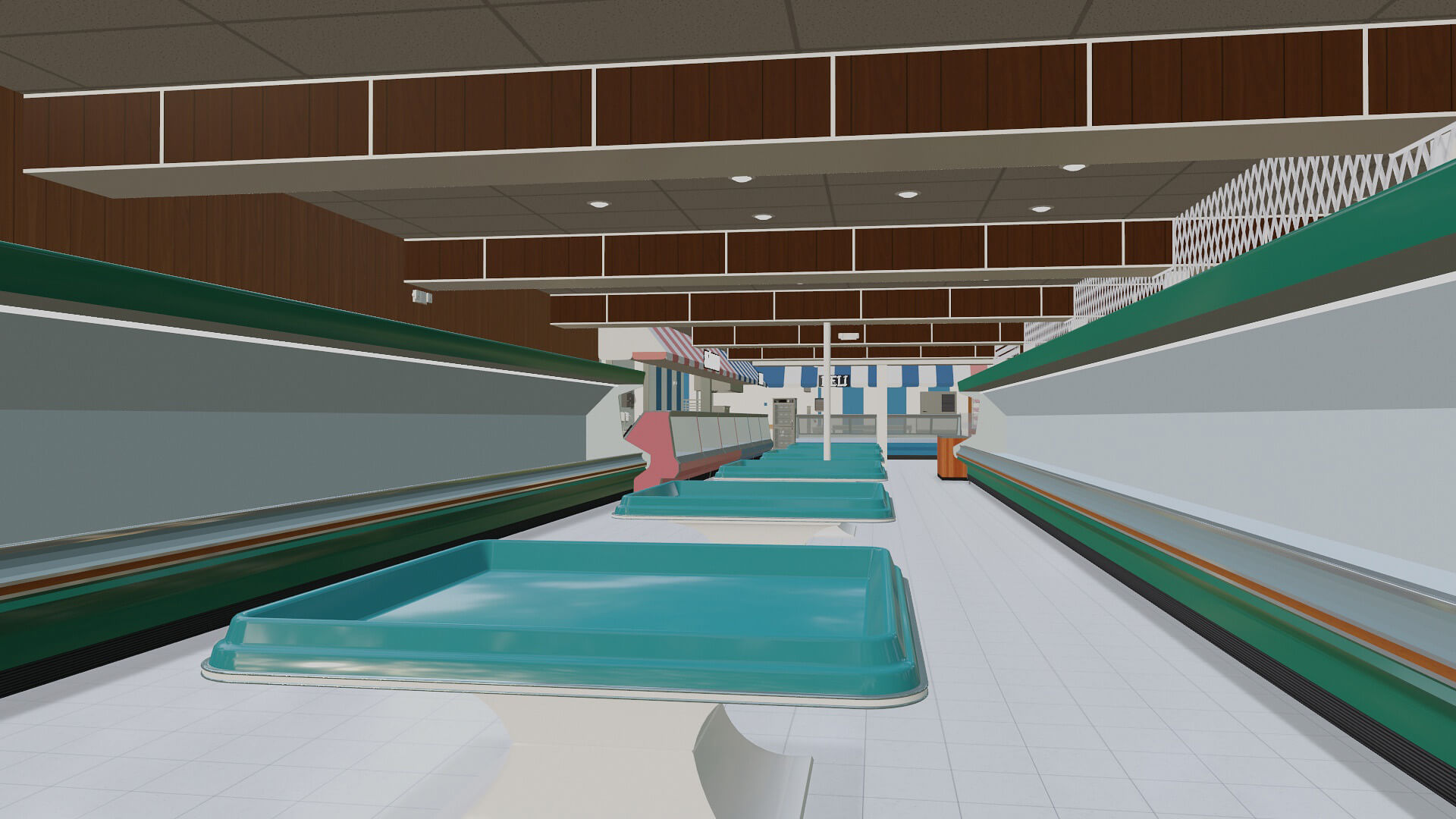 Retro Grocery Store With Bakery Deli and Pharmacy - 3D Model by ...