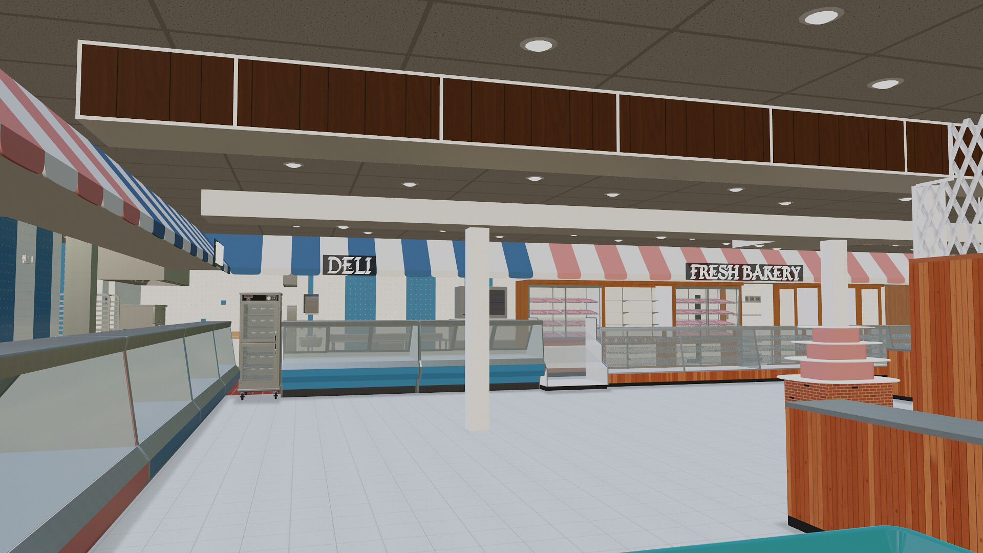 Retro Grocery Store With Bakery Deli and Pharmacy - 3D Model by ...