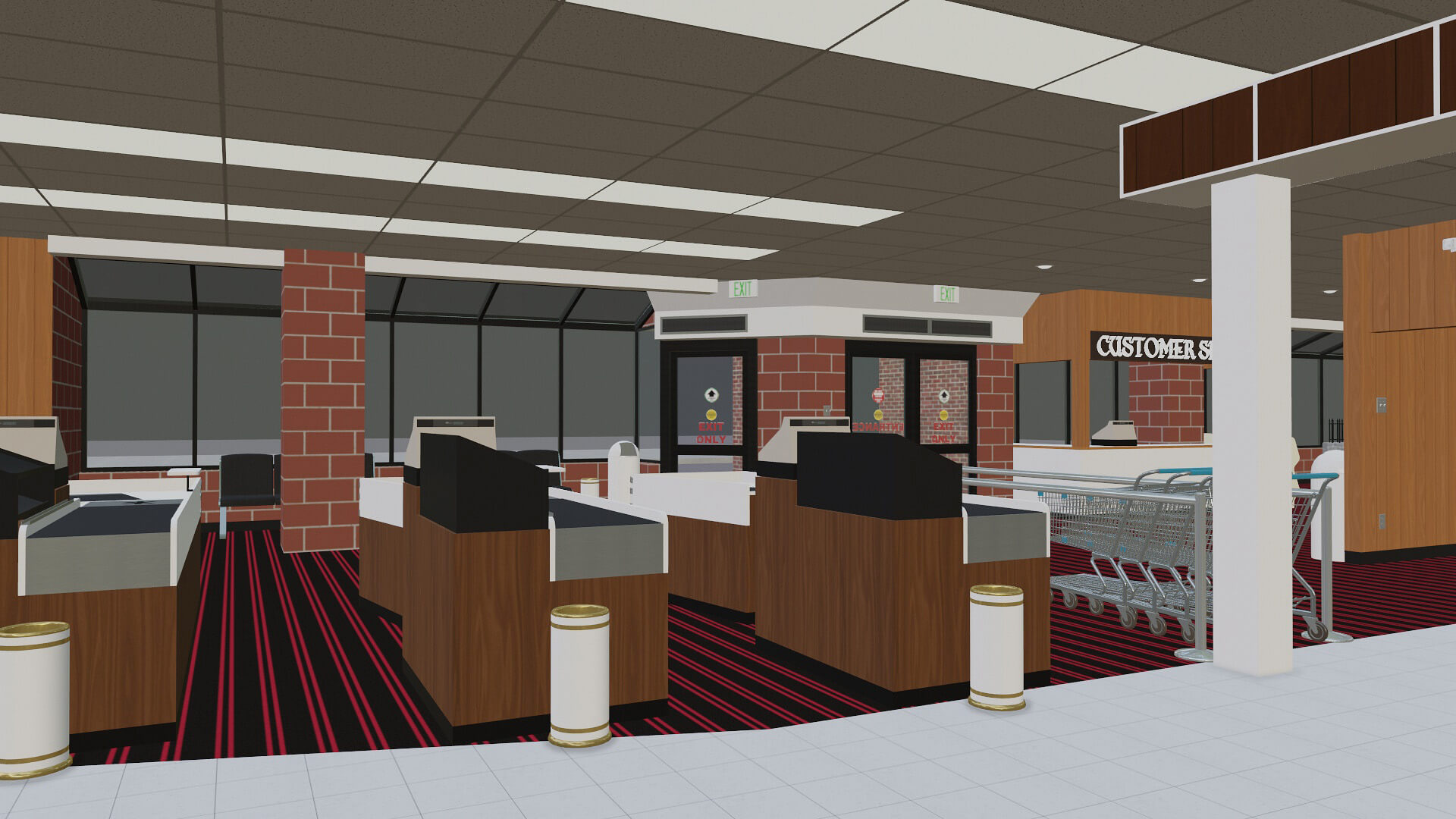 Retro Grocery Store With Bakery Deli and Pharmacy - 3D Model by ...
