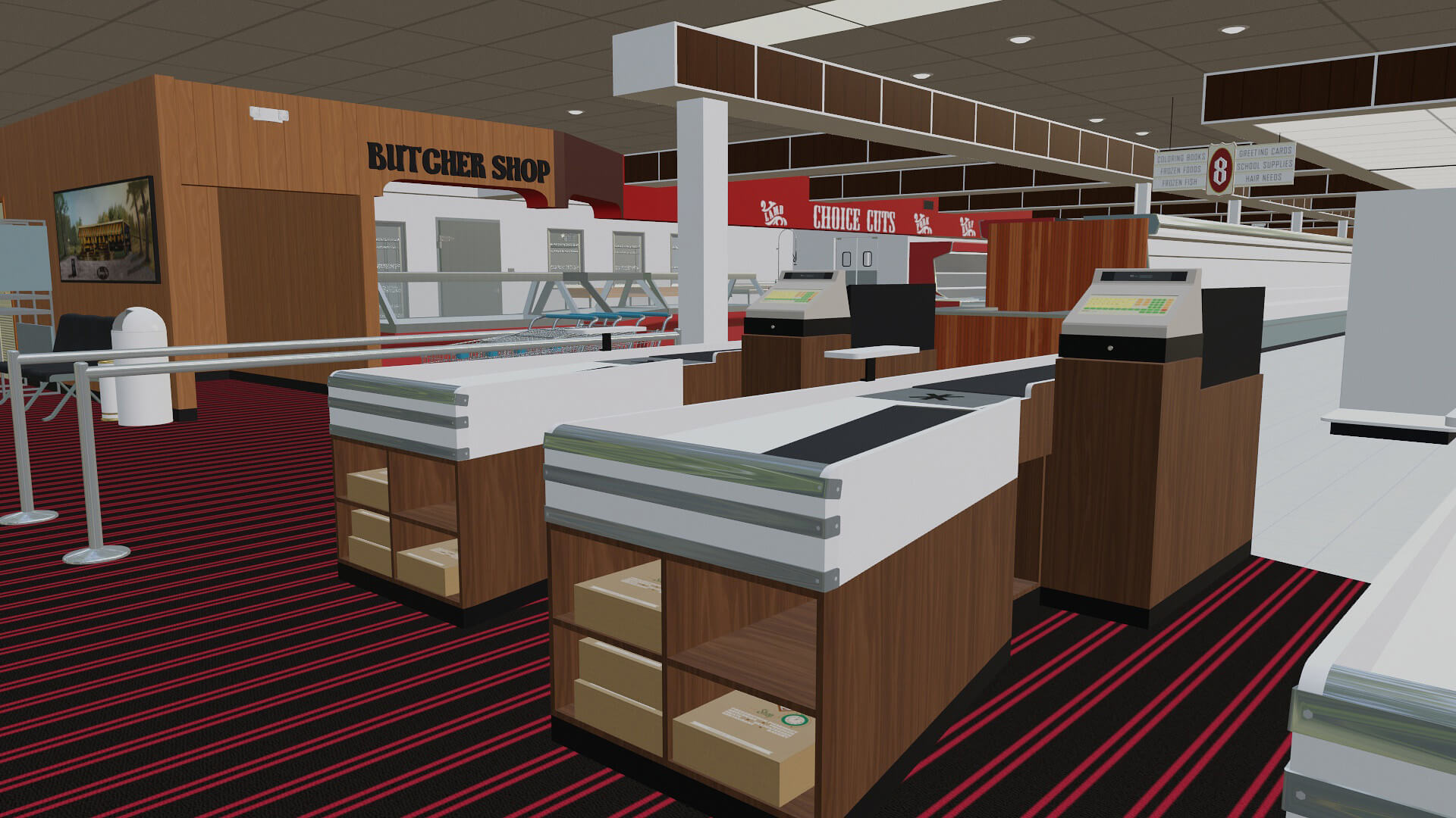 Retro Grocery Store With Bakery Deli and Pharmacy - 3D Model by ...