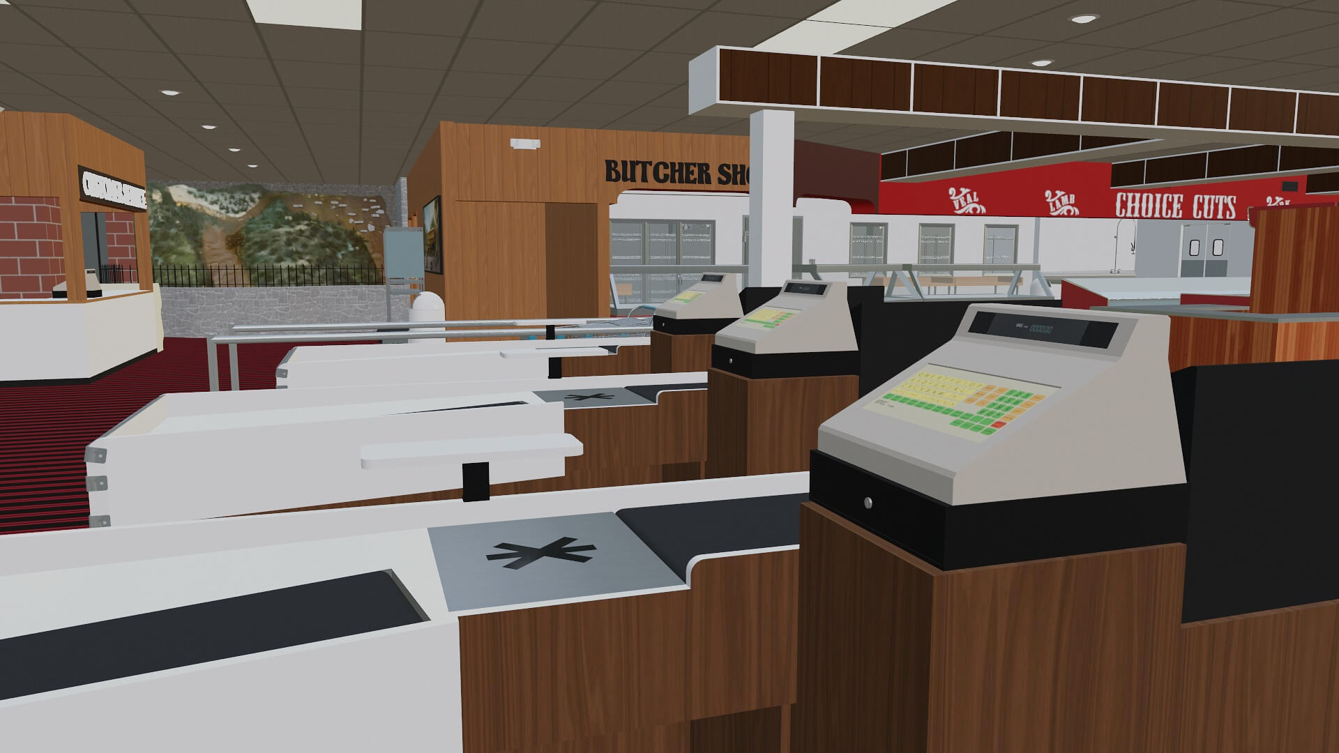 Retro Grocery Store With Bakery Deli and Pharmacy - 3D Model by ...