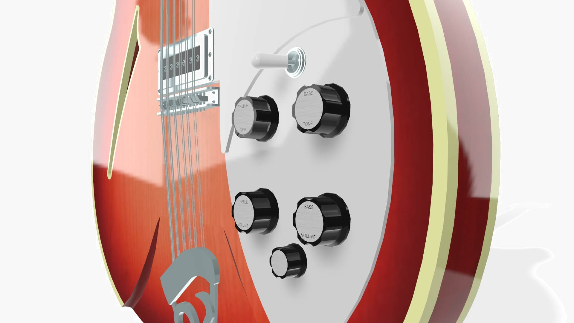 Rickenbacker 12 String Guitar - Sunburst Finish 3D Model by ...