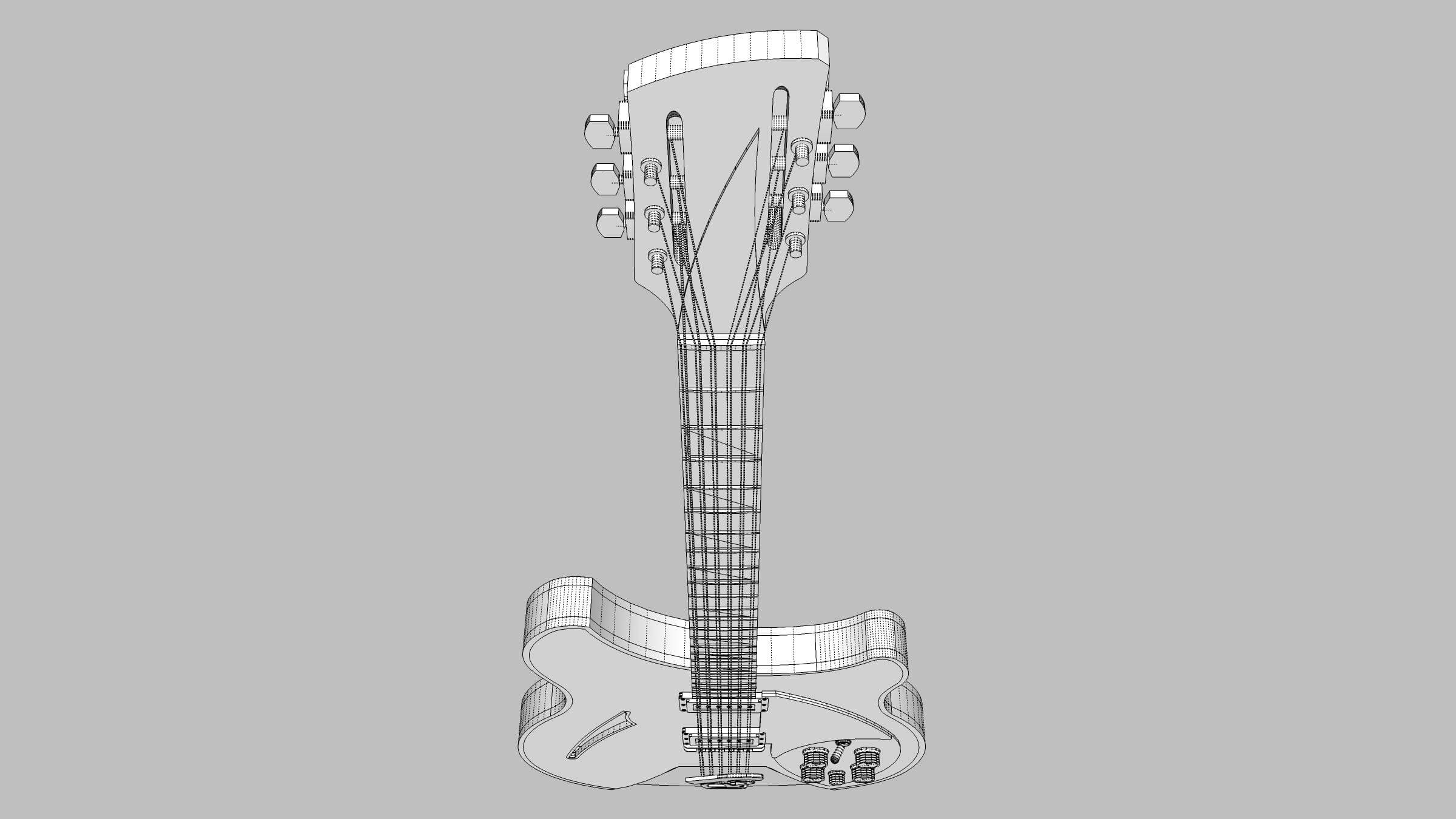 Rickenbacker 12 String Guitar - Tuxedo Finish 3D Model by SpiritSwitchboard