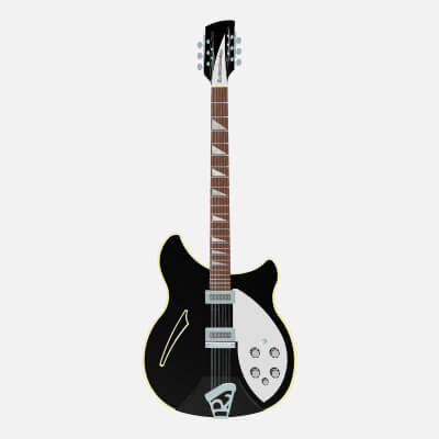 Rickenbacker 12 String Guitar - Tuxedo Finish 3D Model by SpiritSwitchboard