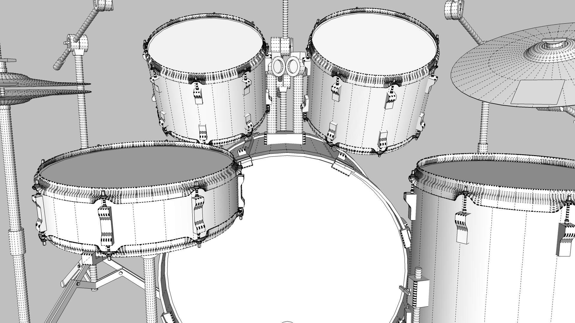 Standard Drum Kit - 3D Model by SpiritSwitchboard