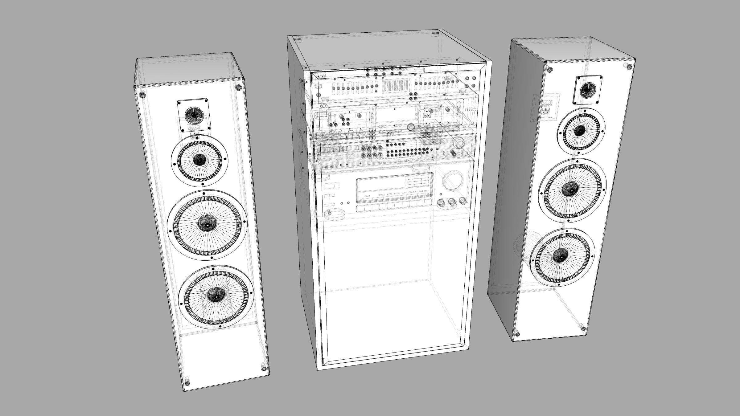 Stereo Setup With Receiver Cassette Player CD Recorder - 3D Model by ...