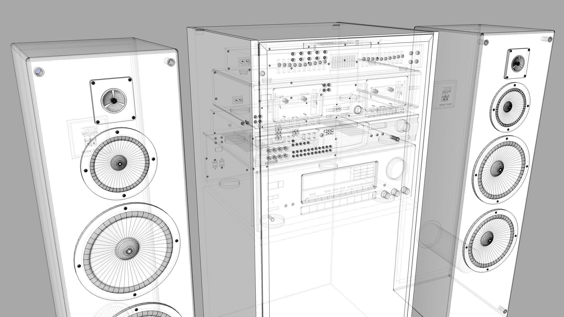 Stereo Setup With Receiver Cassette Player CD Recorder - 3D Model by ...