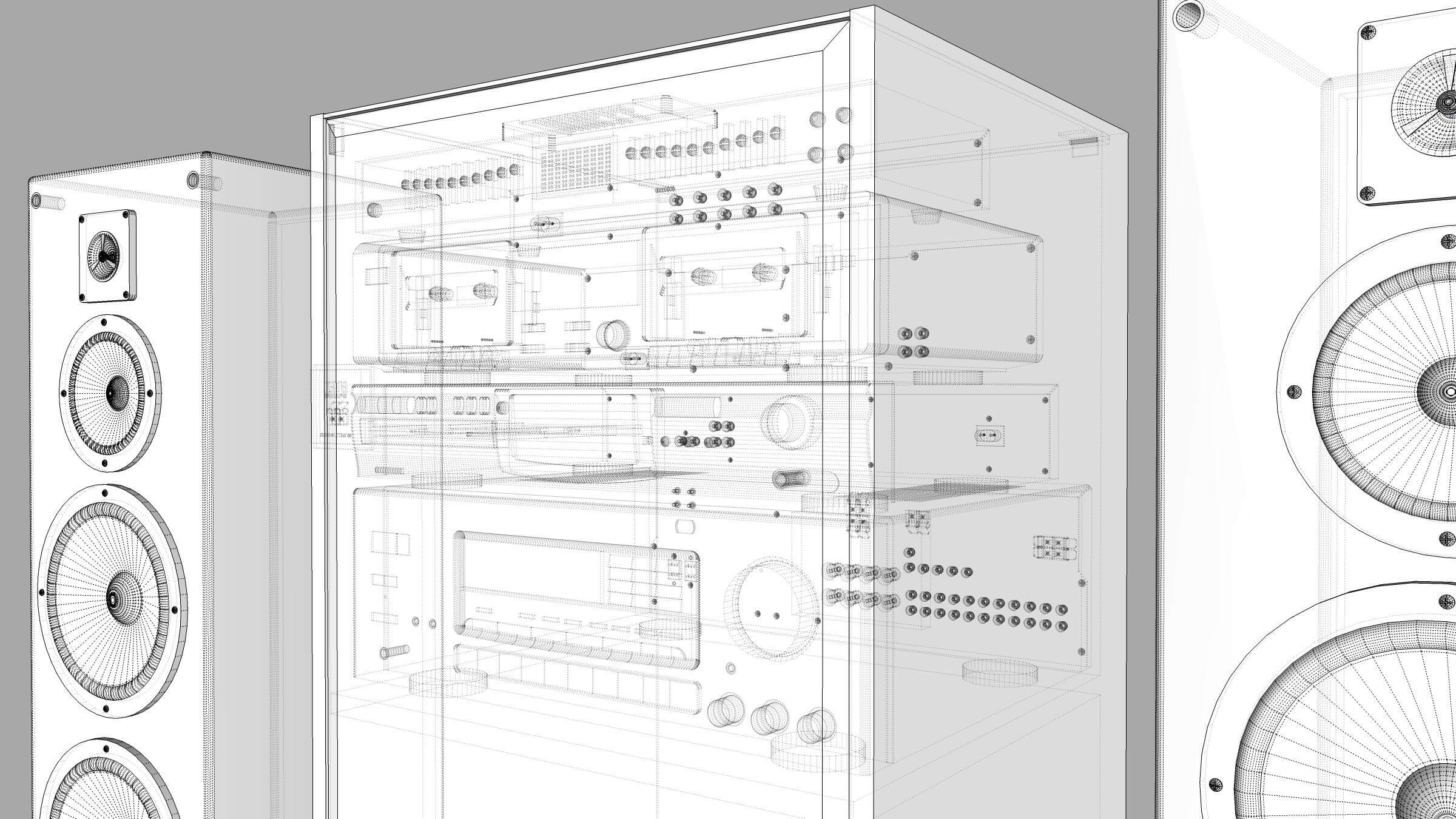 Stereo Setup With Receiver Cassette Player CD Recorder - 3D Model by ...