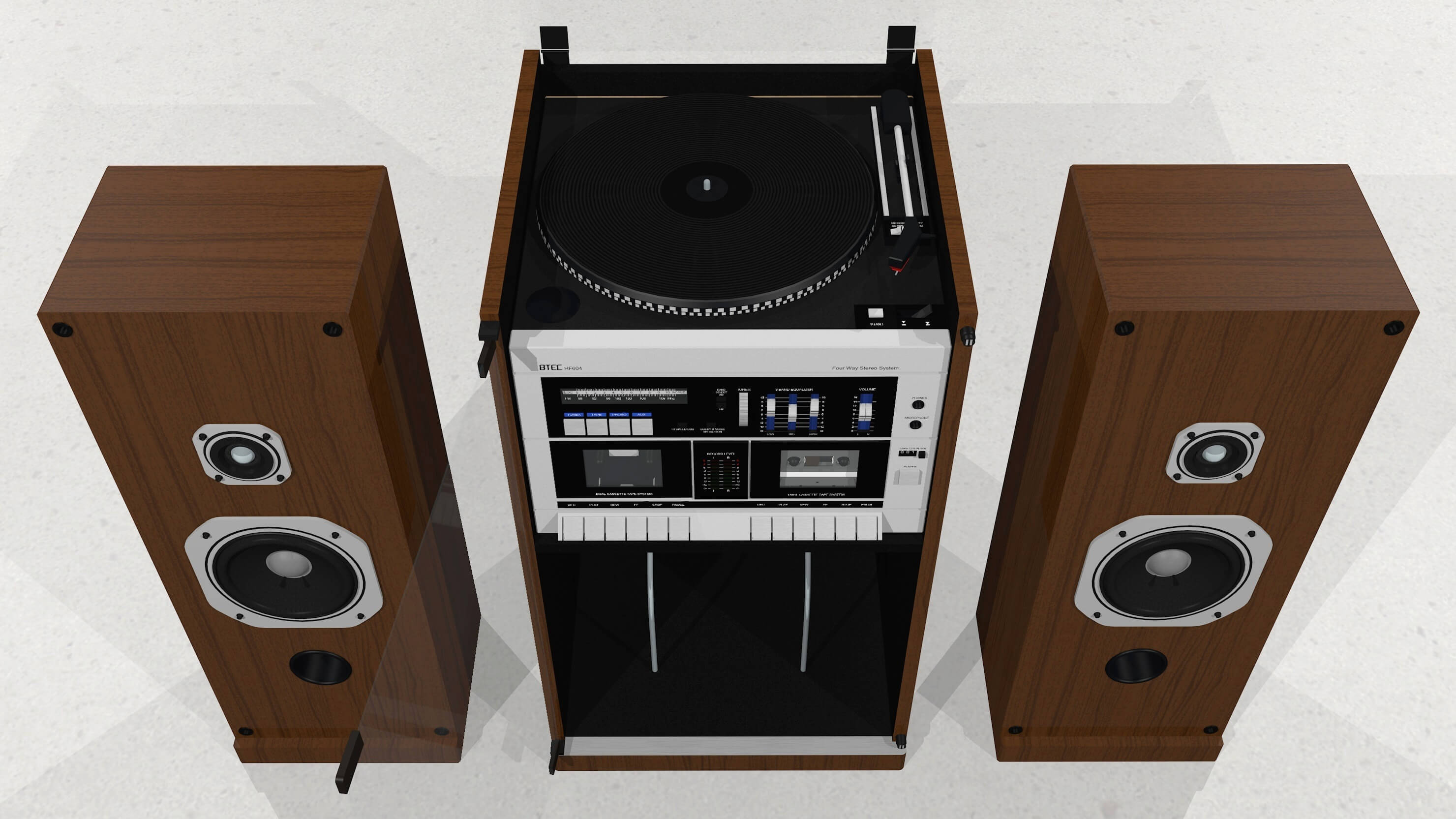 Stereo System With Turntable and Cassette Player Circa 1985 - 3D Model ...