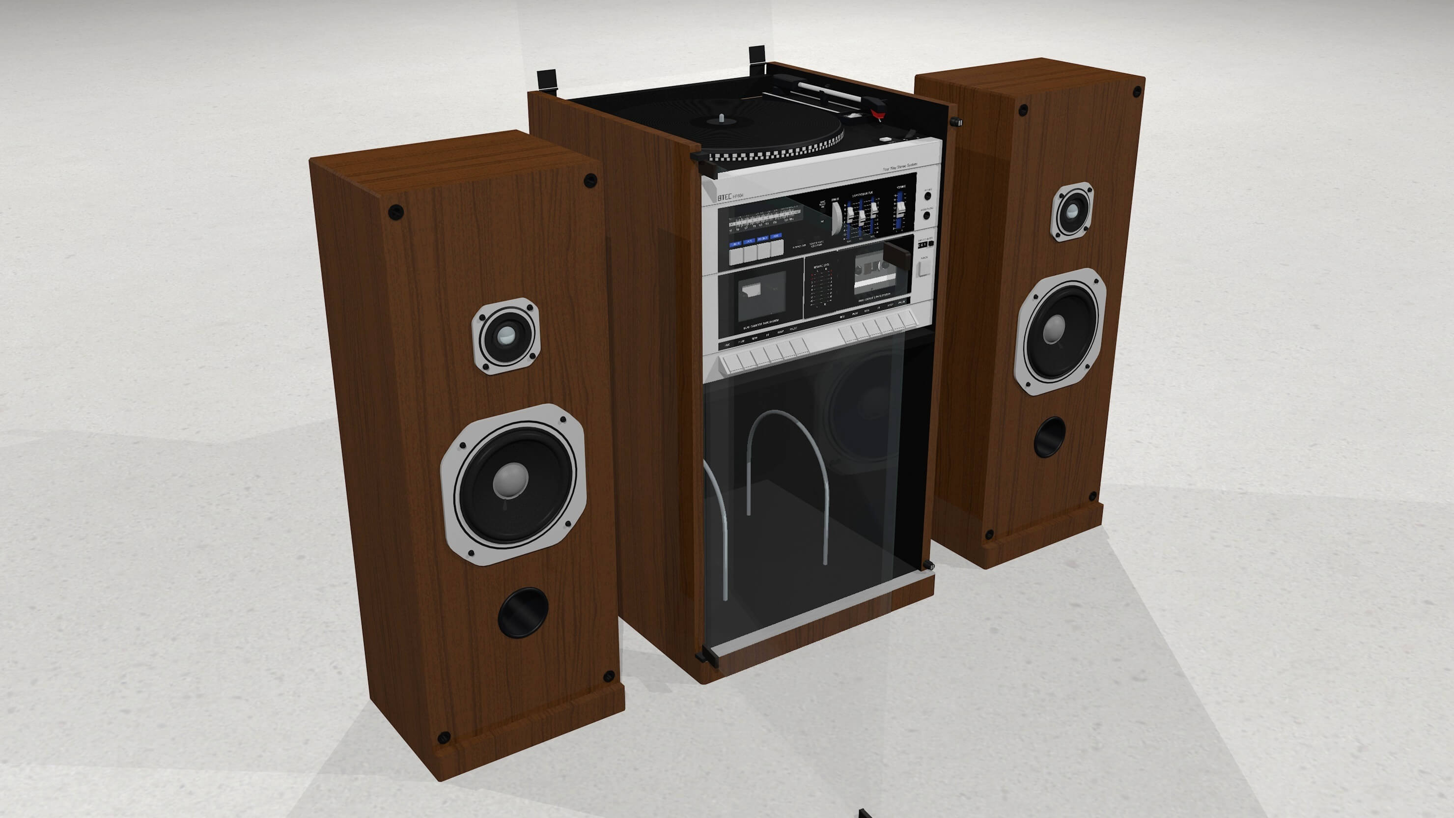 Stereo System With Turntable and Cassette Player Circa 1985 - 3D Model ...